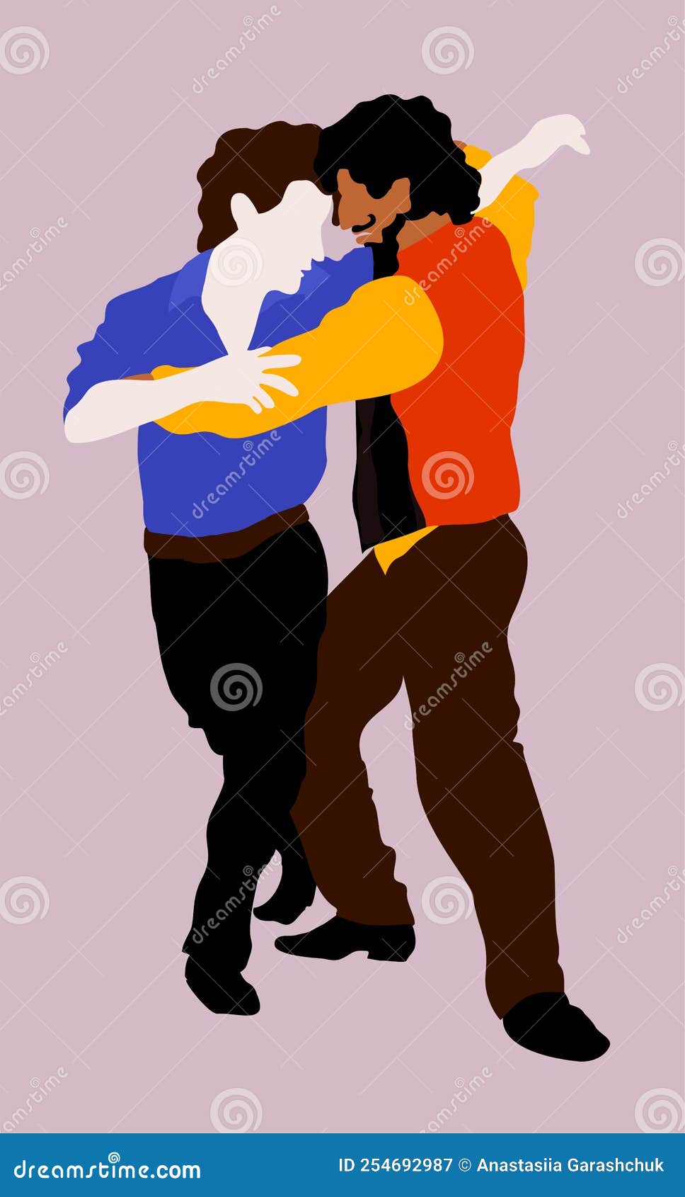 Tango Dancers. Two Men Dancing Tango. Bright Expressive Illustration ...