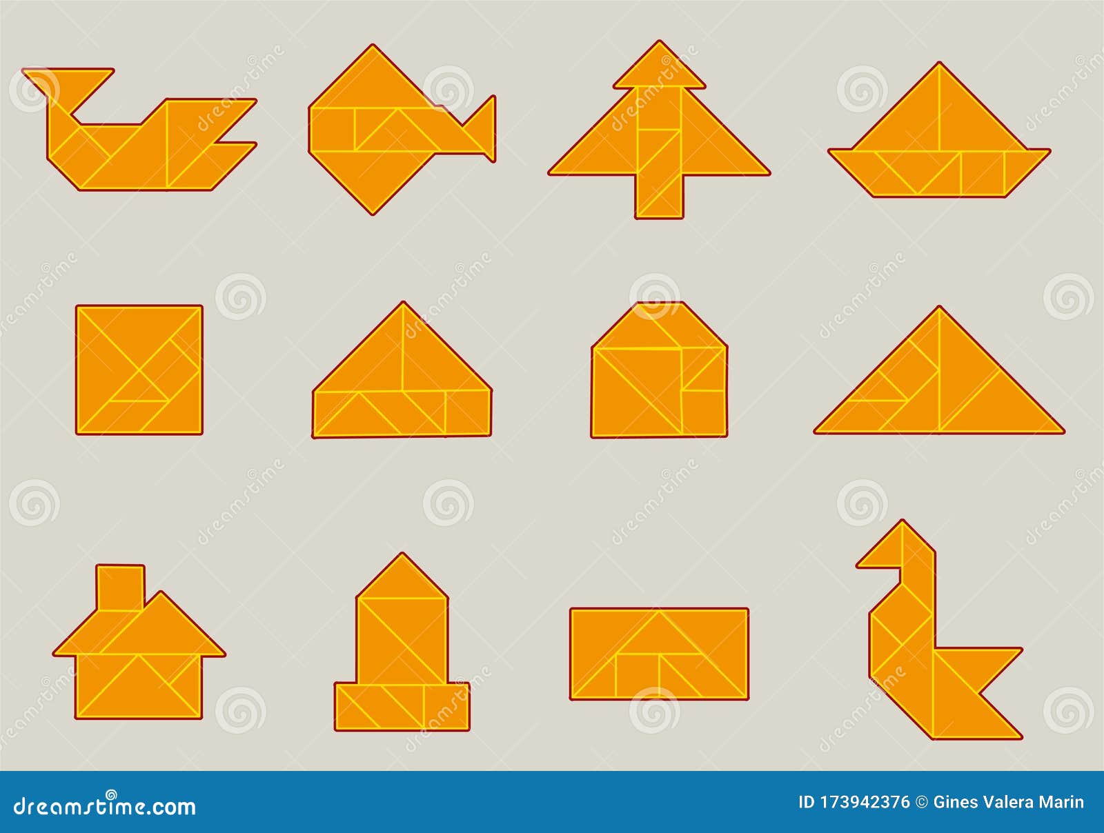 Boat Tangram. Traditional Chinese Dissection Puzzle, Seven Tiling ...