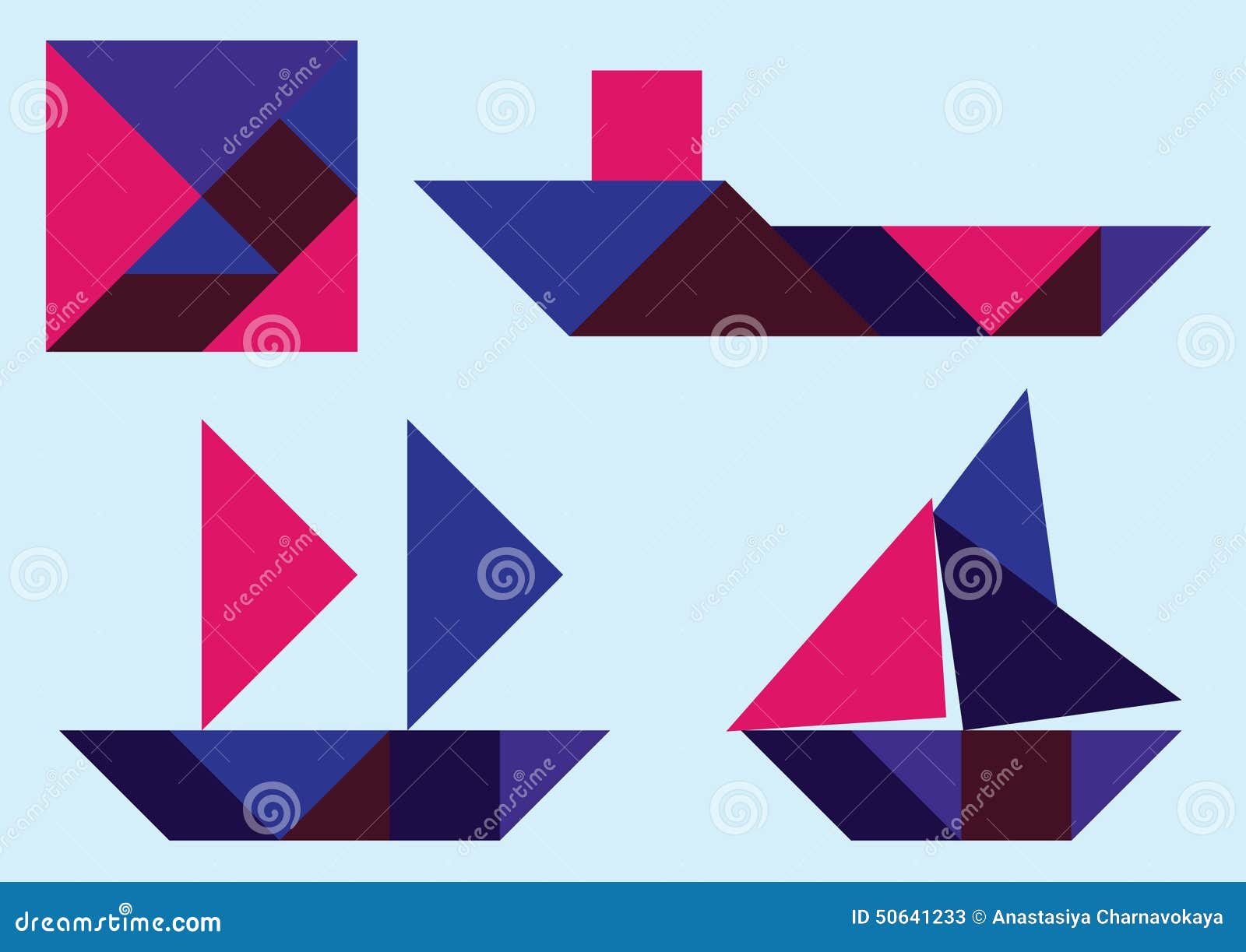 Tangram Ship Cartoon Vector | CartoonDealer.com #50641233