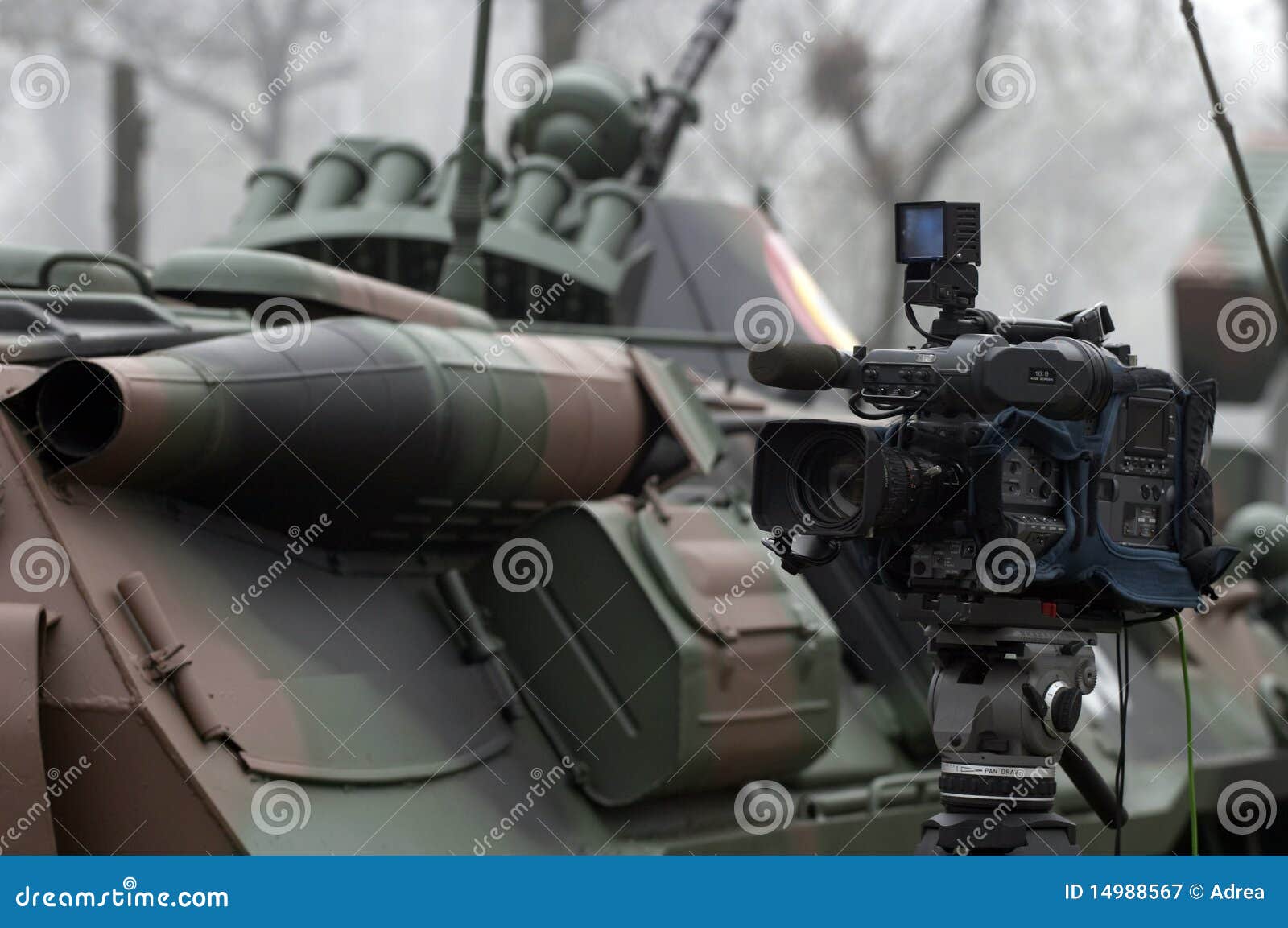 Video Camera and a Antiaircraft Machine Gun Mounted on a Tank Stock ...