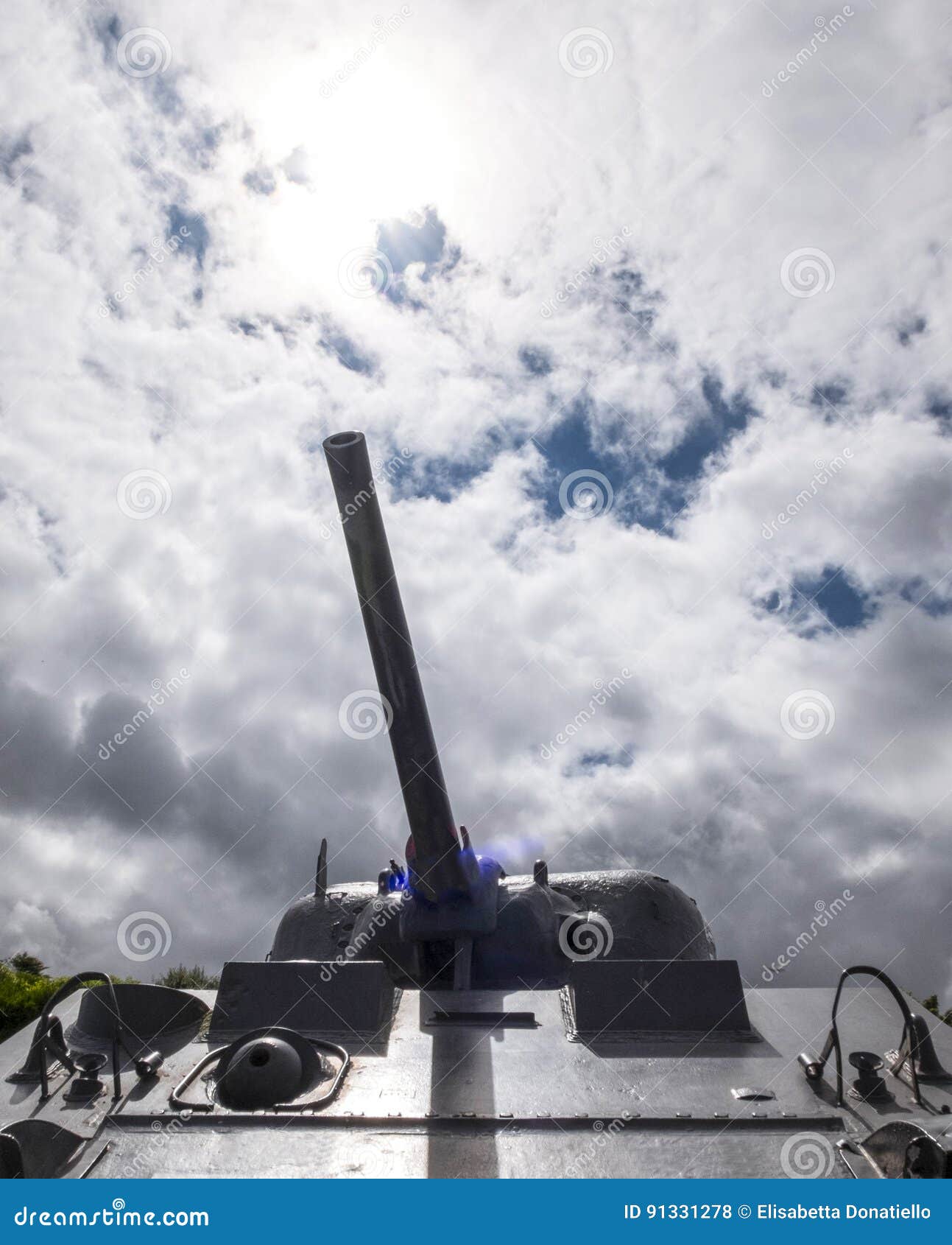 Tank Cannon Over Cloudy Sky Stock Photo - Image of beach, omaha: 91331278