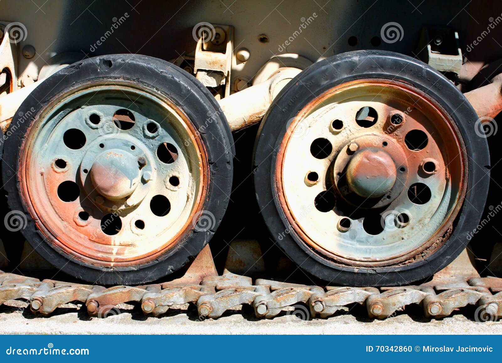 Tank Caterpillar Tread with Wheels Stock Photo - Image of caterpillar ...