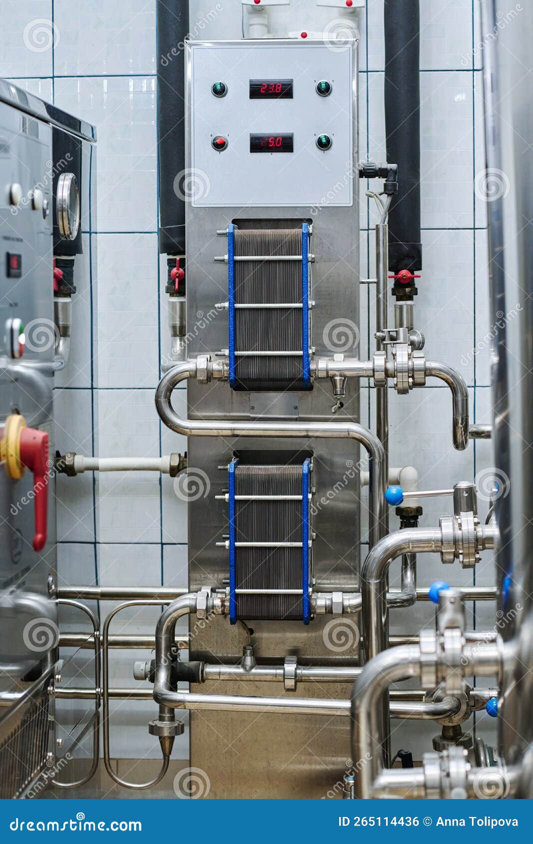 Tank with Control Panel for Brewing Drinks Stock Photo - Image of work ...