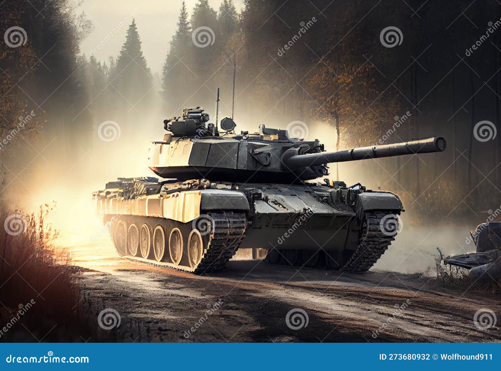 A Tank Convoy on a Spring Road. Generate Ai. Stock Illustration ...