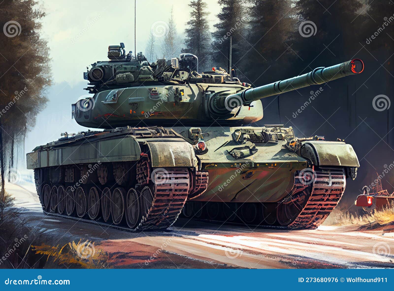 A Tank Convoy on a Spring Road. Generate Ai. Stock Illustration ...