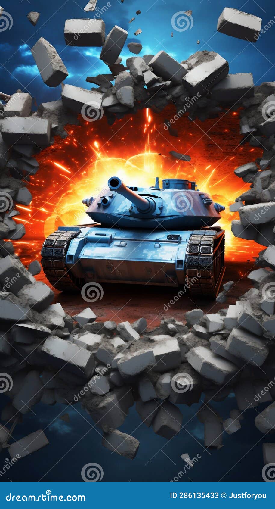 Tank Cracked Hole in Brick Wall. Generative Ai Stock Image - Image of ...