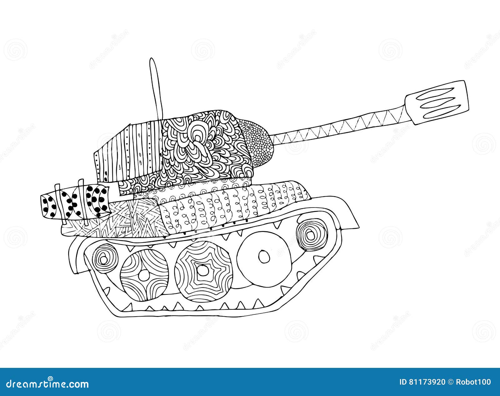 Tank Doodle. Fighting War Machine Stock Vector - Illustration of ...