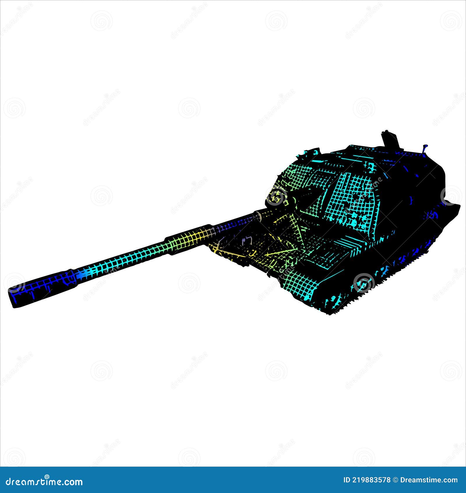 Tank Drawing on White Background Howitzer 3d Vector Stock Vector ...