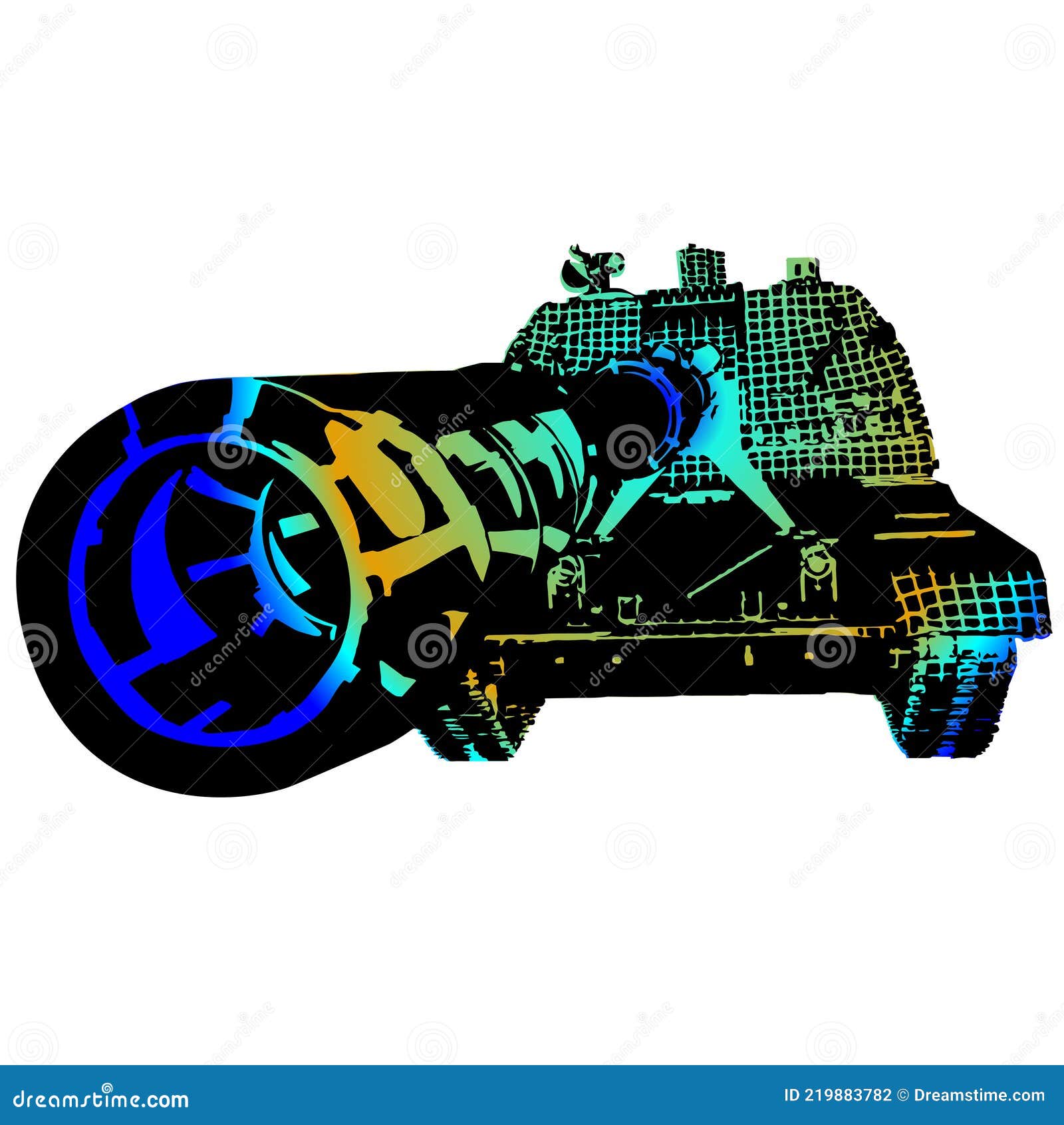 Tank Drawing on White Background Howitzer 3d Vector Stock Vector ...