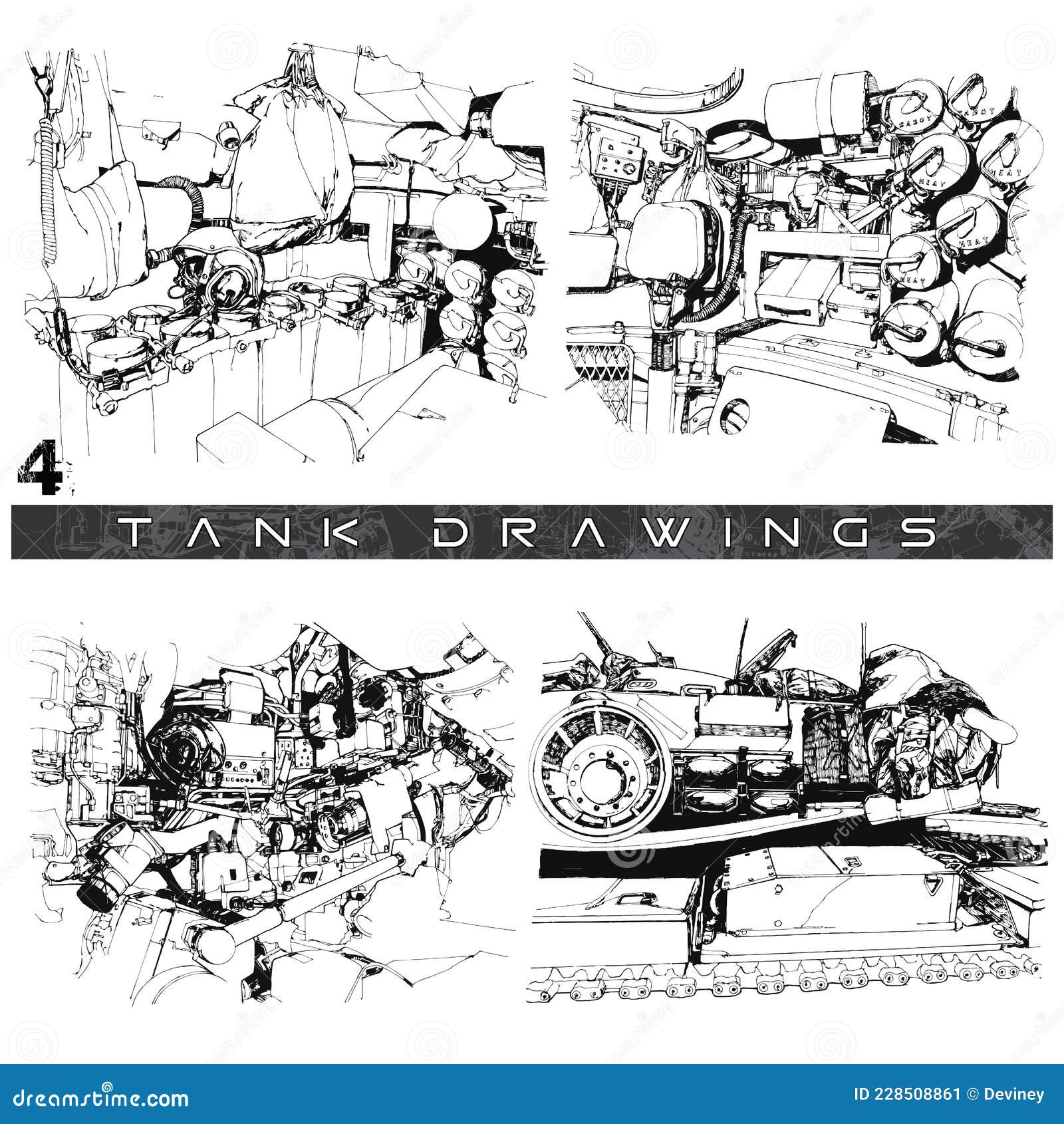 Tank drawings stock vector. Illustration of battlefield - 228508861