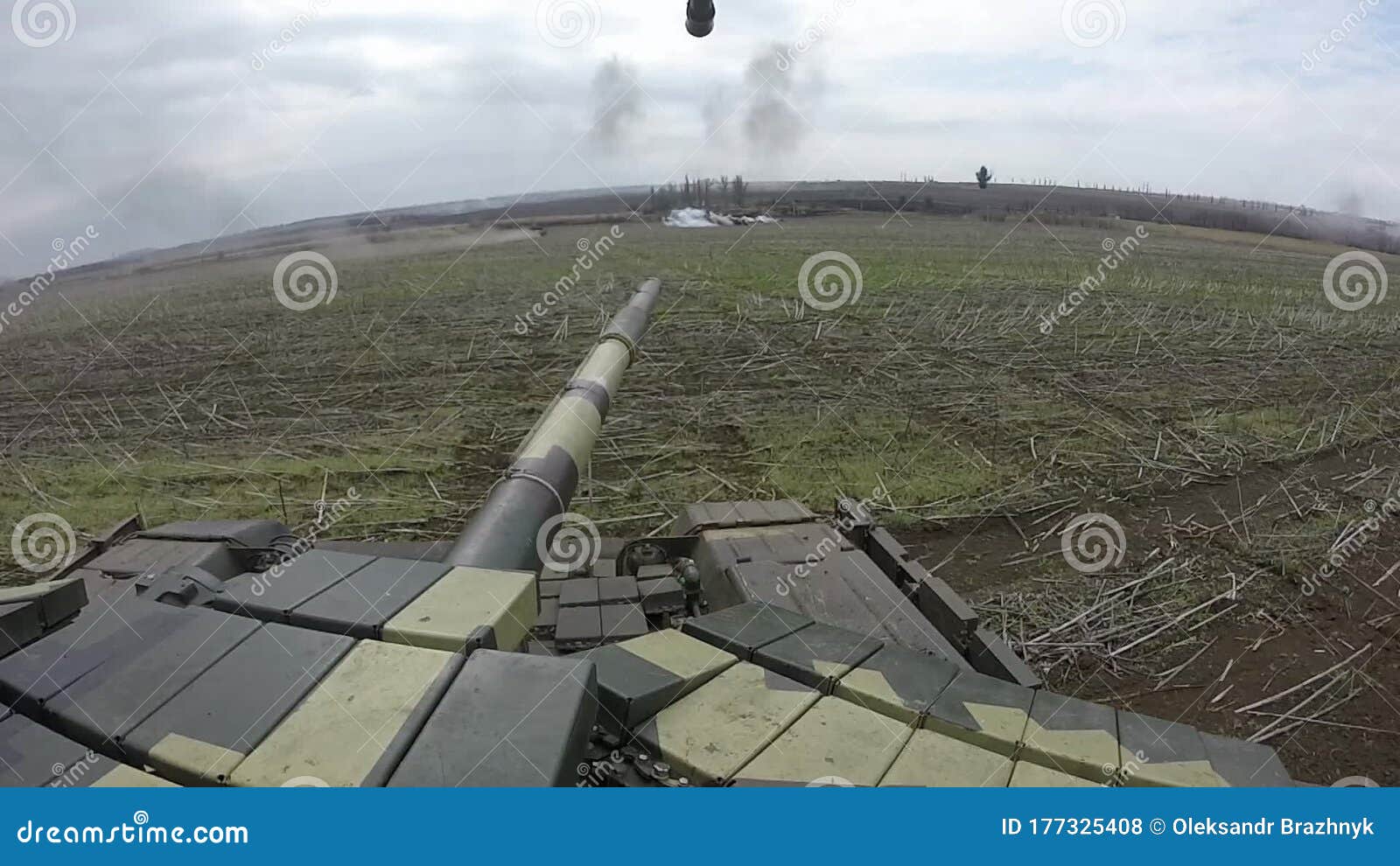 Tank Exercises at the Training Ground. Shots of Tanks in Motion. Stock ...