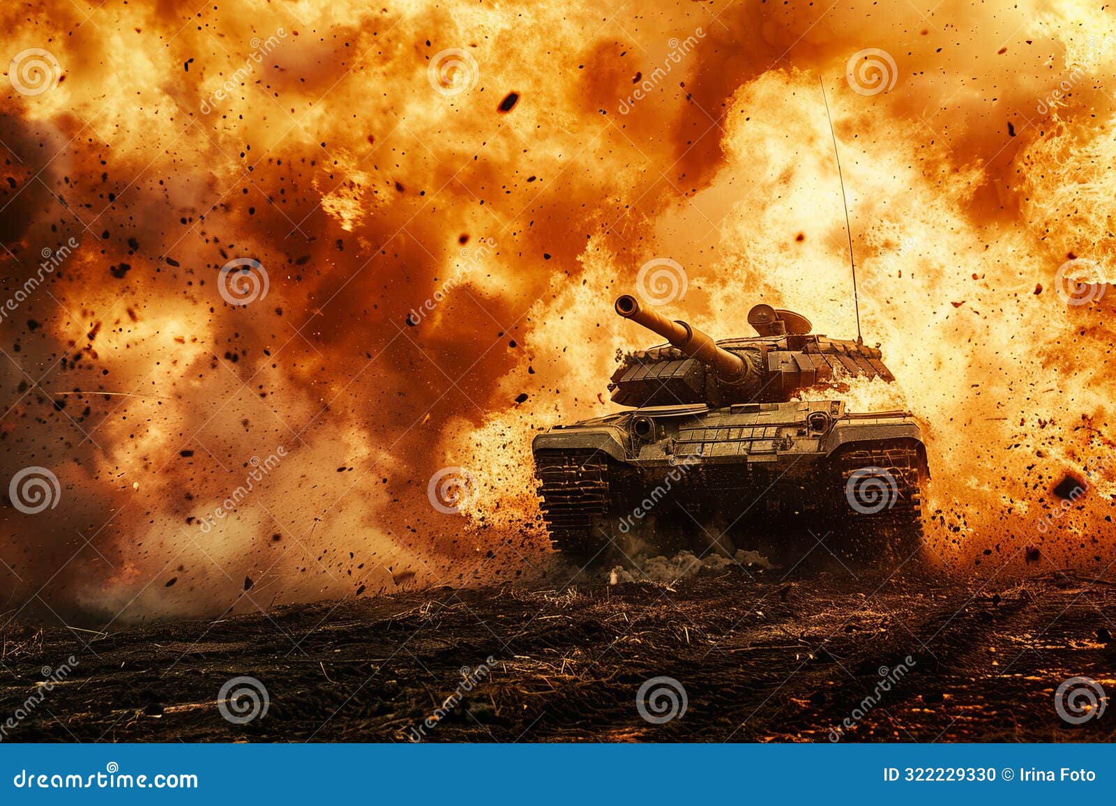 Tank Explosion on the Battlefield Stock Photo - Image of army ...
