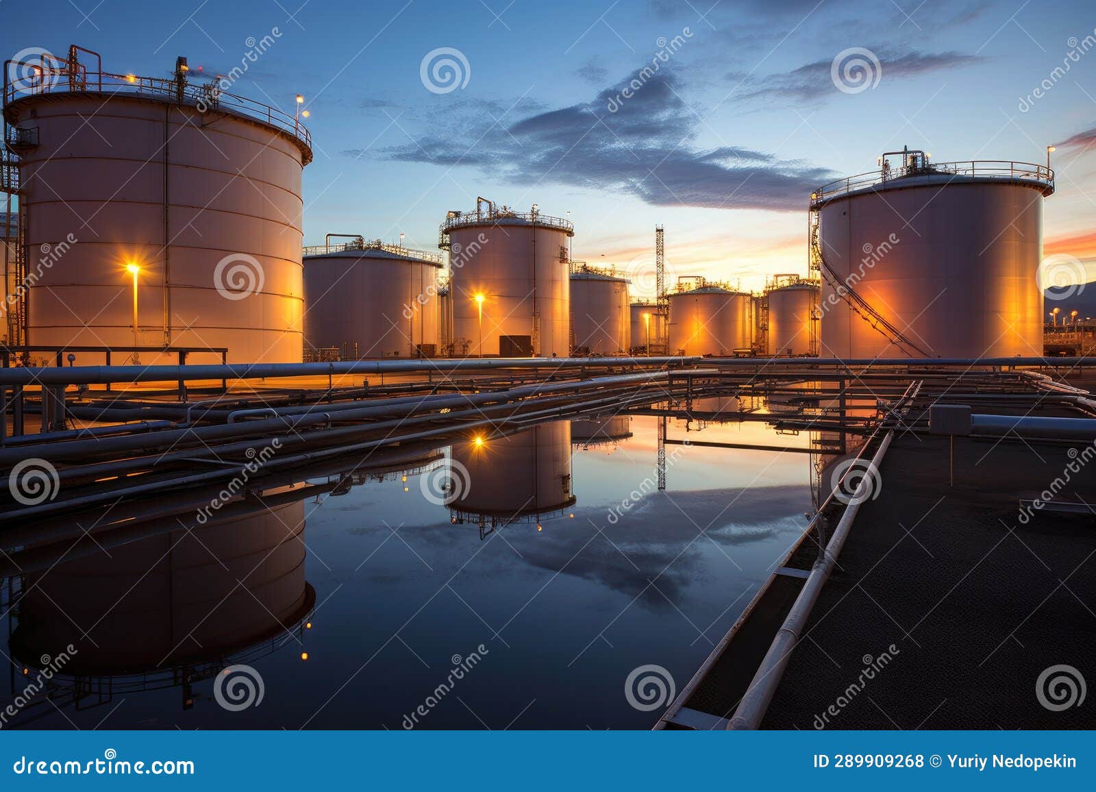 Tank Farm with Rows of Oil Storage Tanks. Stock Photo - Image of ...