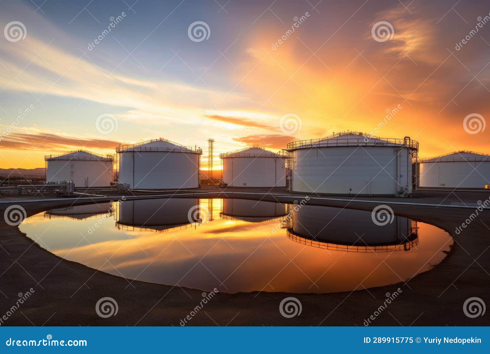 Tank Farm with Rows of Oil Storage Tanks. Stock Illustration ...