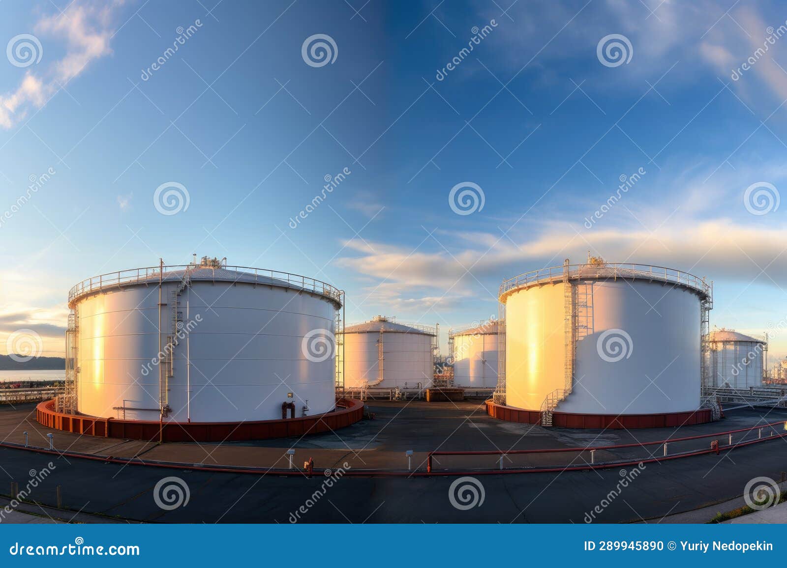 Tank Farm with Rows of Oil Storage Tanks. Stock Illustration ...