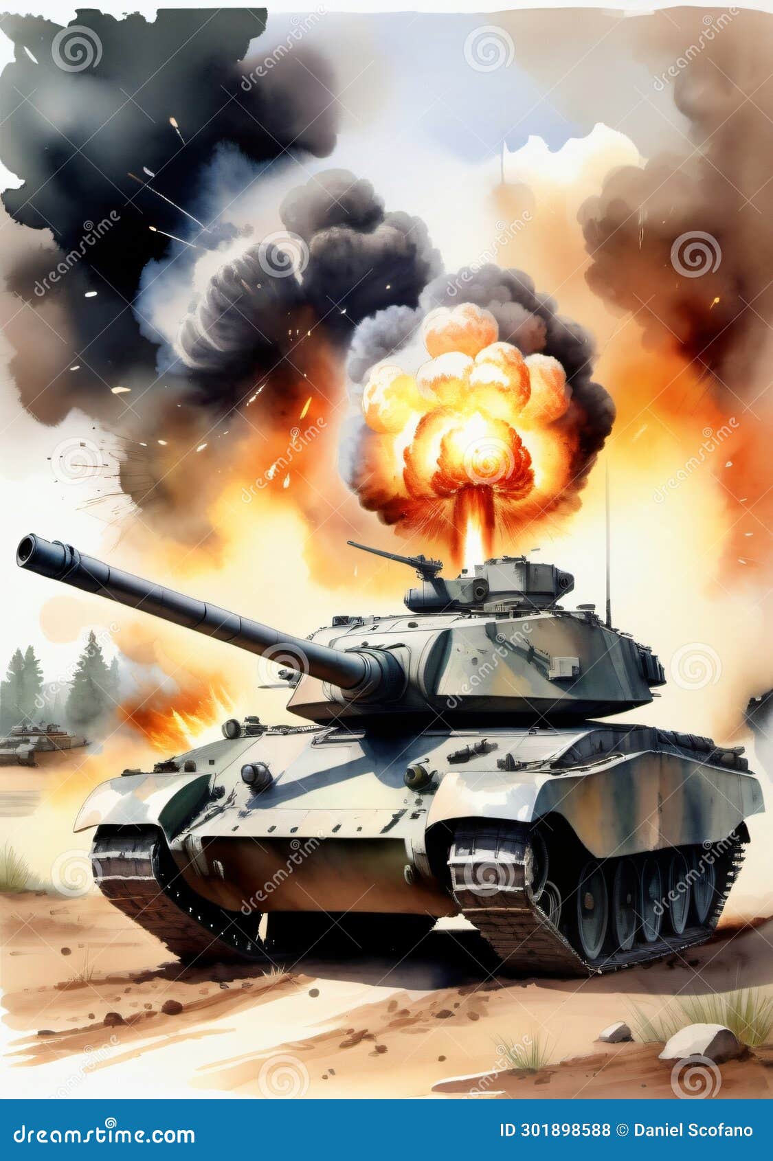A Tank with a Fire Coming Out of it. Generative AI Stock Illustration ...