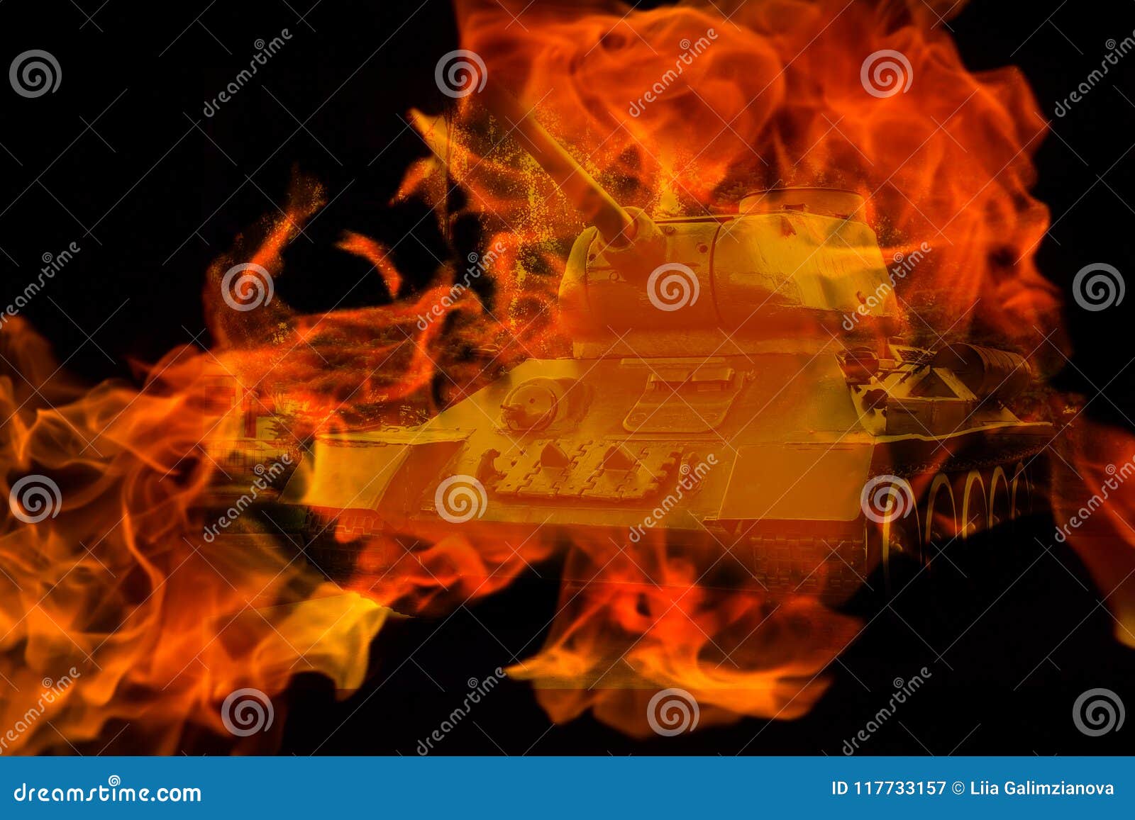 Tank in the fire stock image. Image of iron, launcher - 117733157