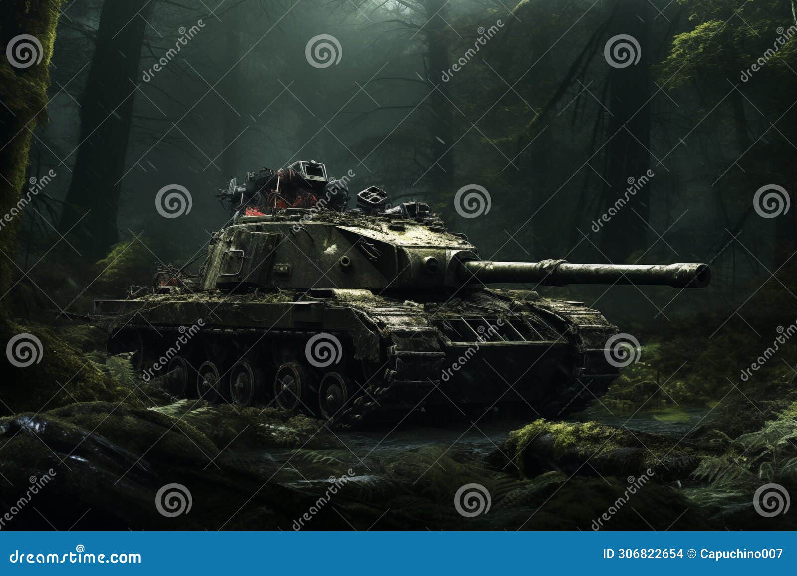 Tank in the Forest by Generative AI Stock Illustration - Illustration ...