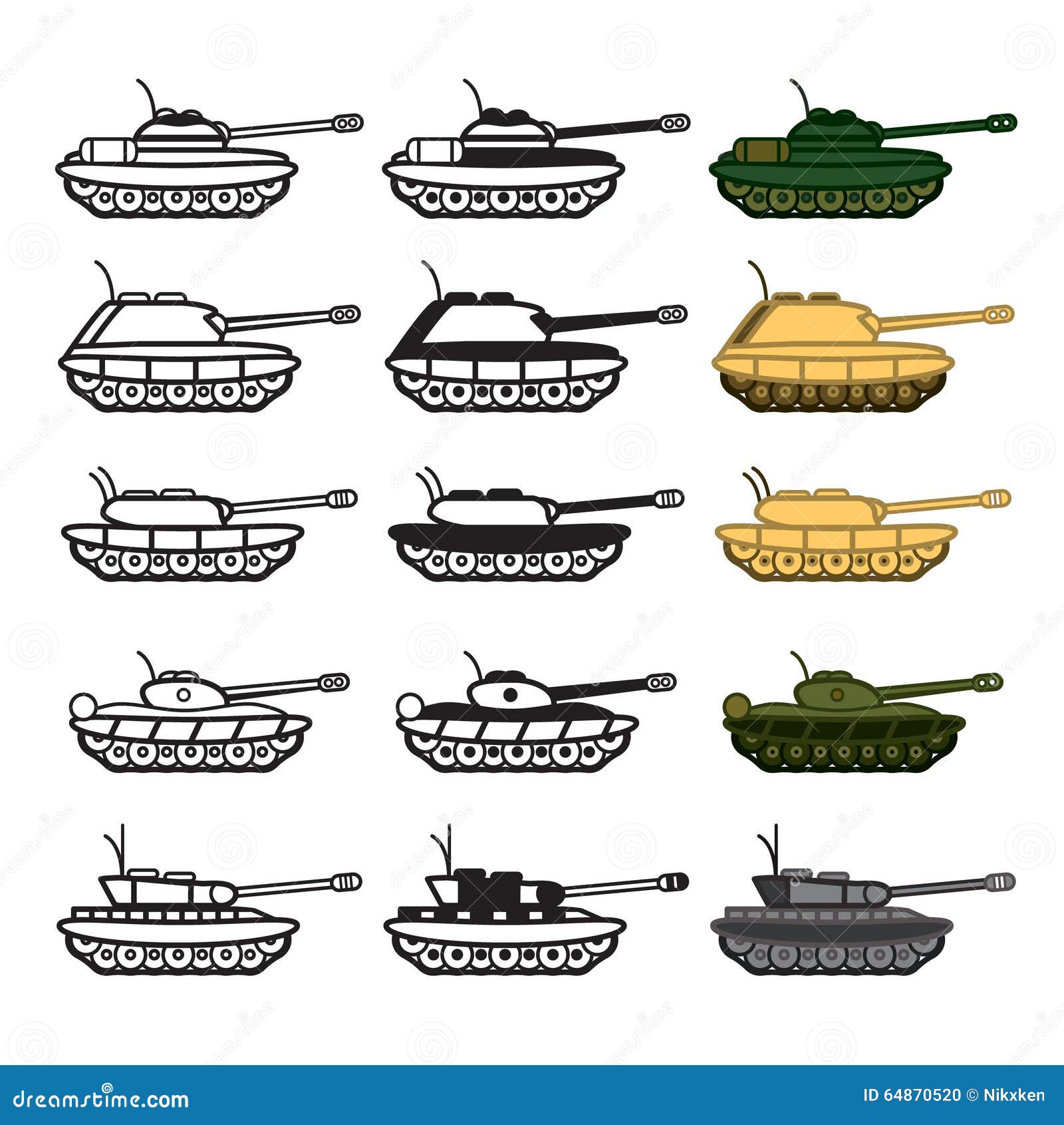 Tank Icons Set. Vector Eps 10. Stock Vector - Illustration of transport ...