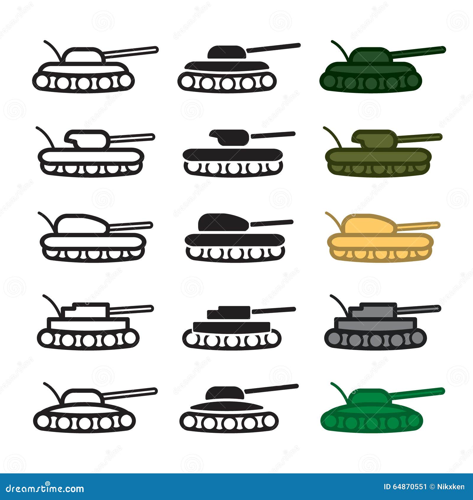 Tank Icons Set. Vector Eps 10. Stock Vector - Illustration of army ...