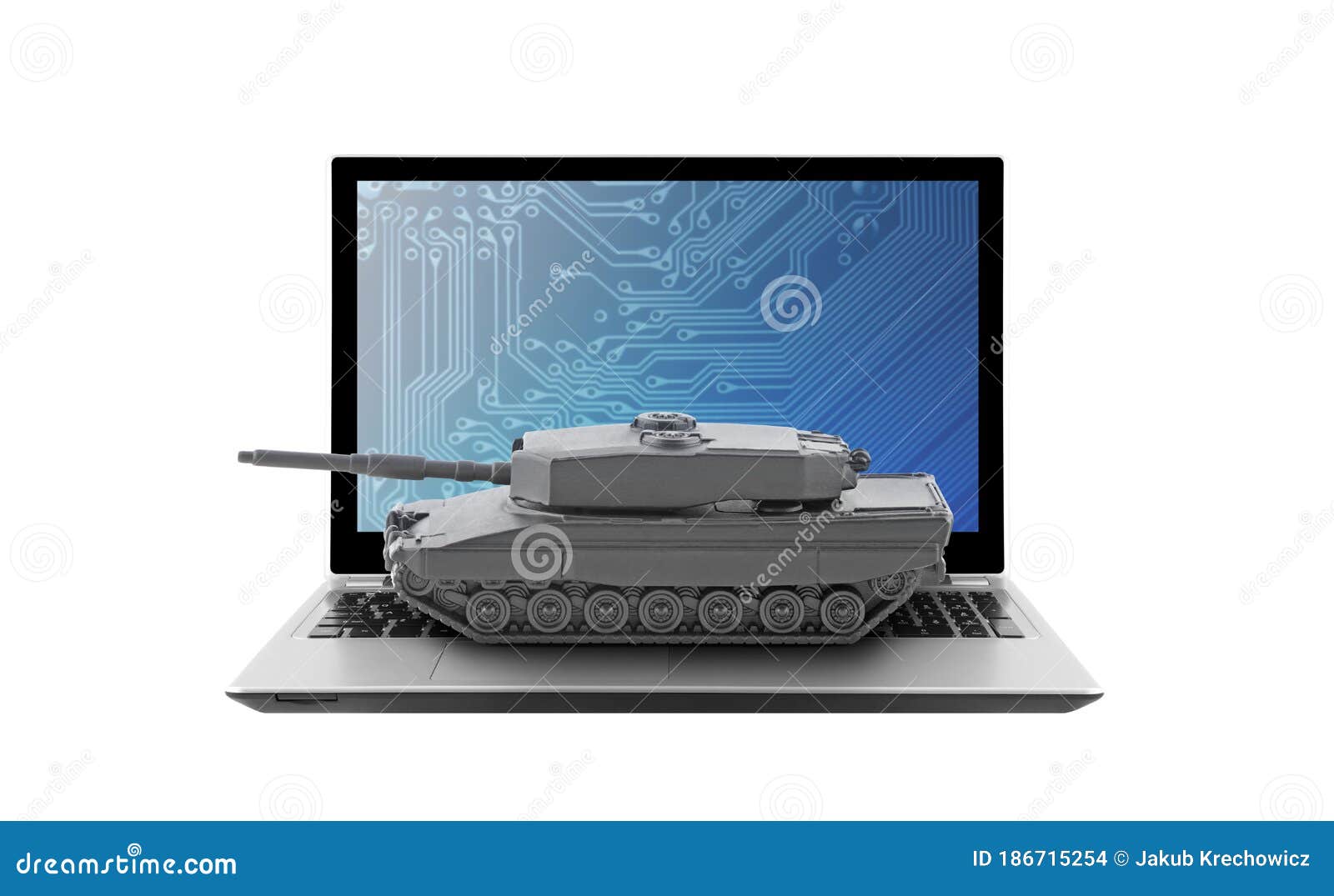 Tank on Laptop Isolated on White Stock Photo - Image of attack, armour ...