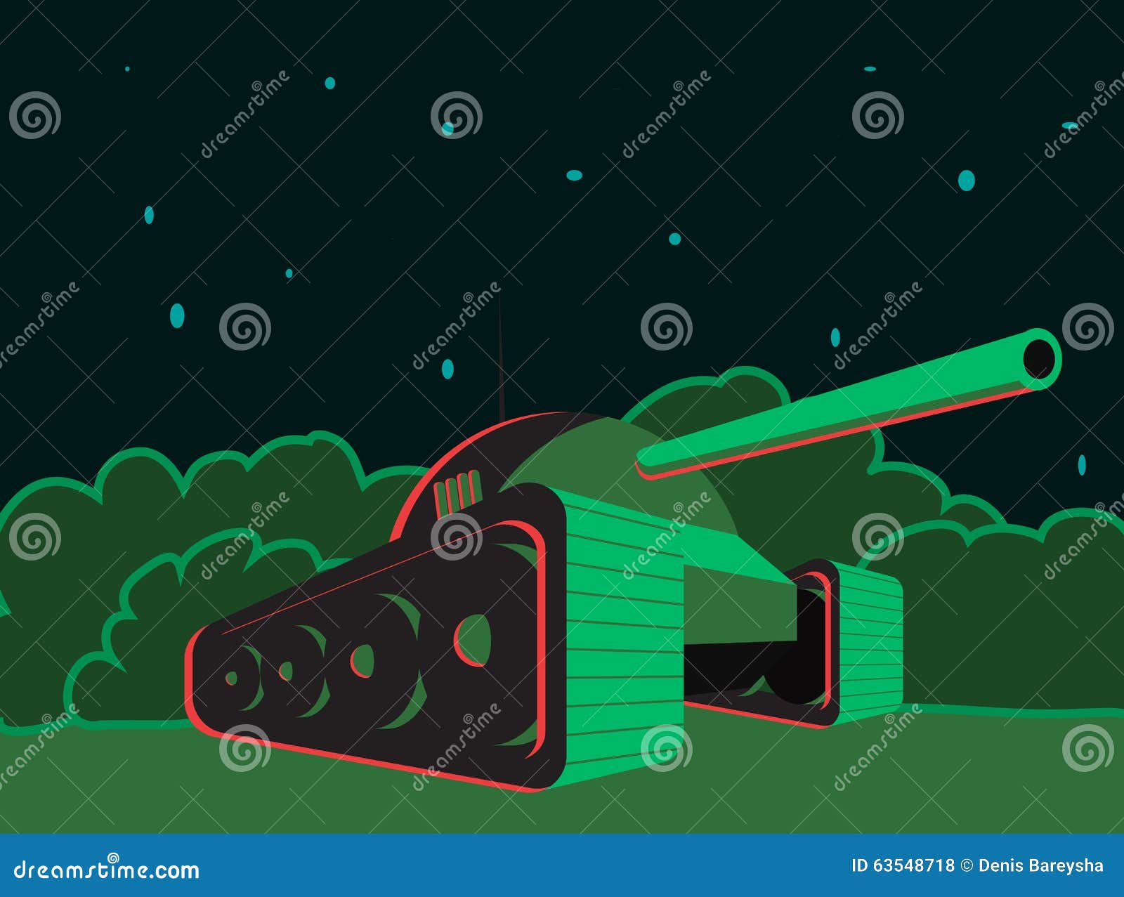 Tank night in the bush stock vector. Illustration of conflict - 63548718