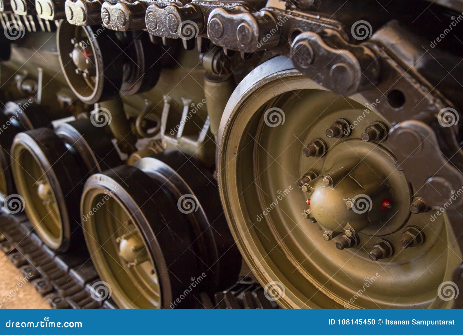Tank part drive sprocket stock photo. Image of armour - 108145450