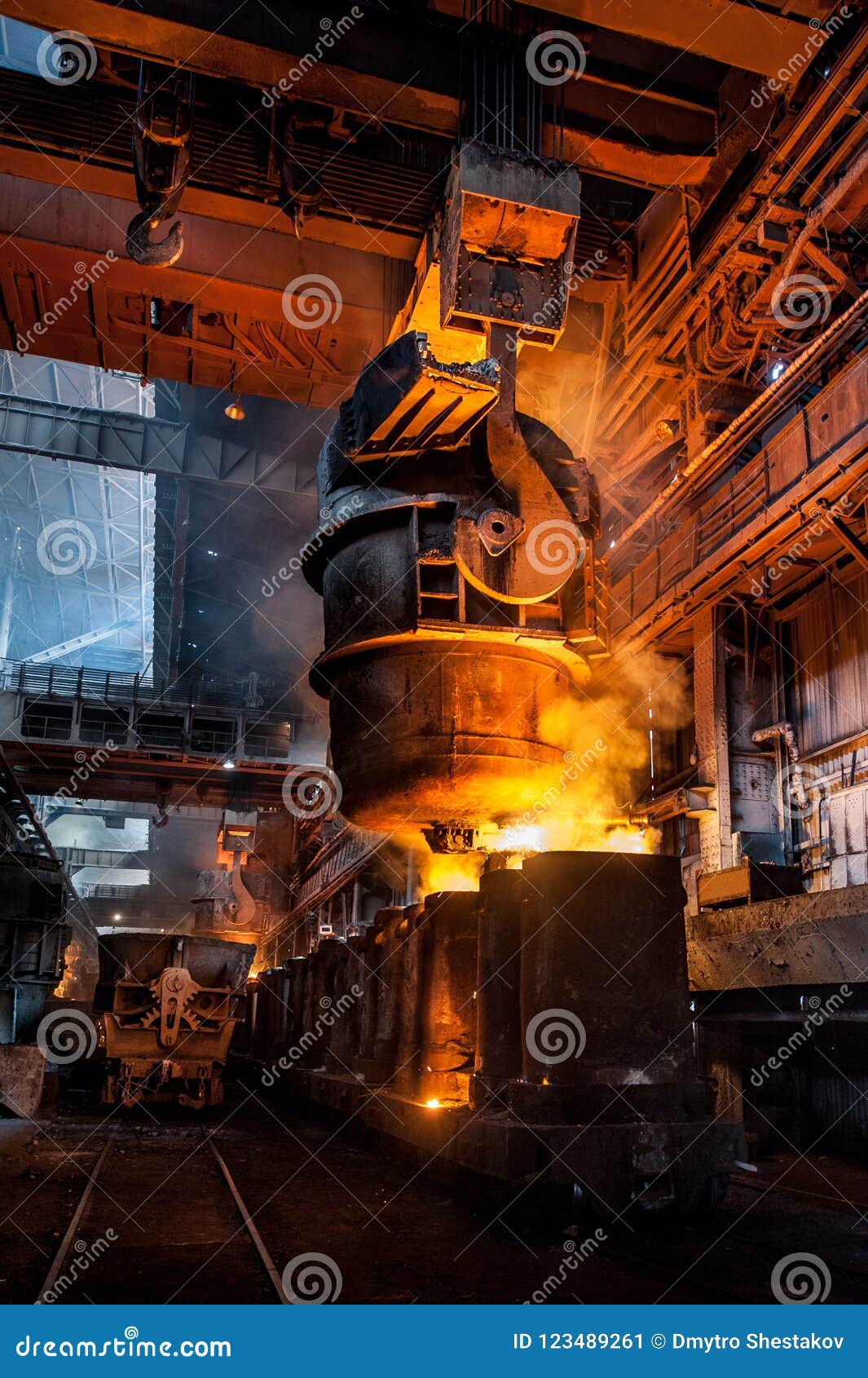 Tank Pours the Liquid Steel in the Molds Stock Image - Image of ...