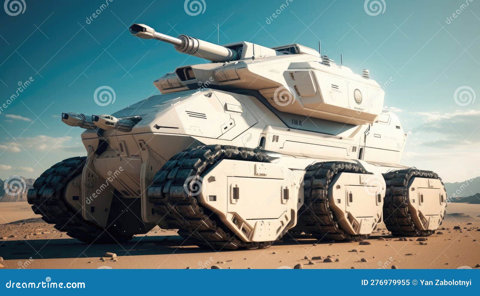A Tank with a Sleek White Finish and a Mounted Rocket Launcher ...