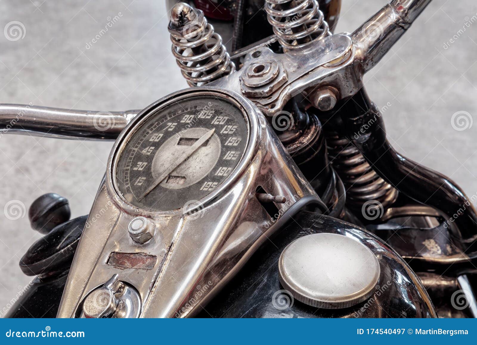 Tank and Speedometer of a Vintage Motorcycle Stock Image - Image of ...