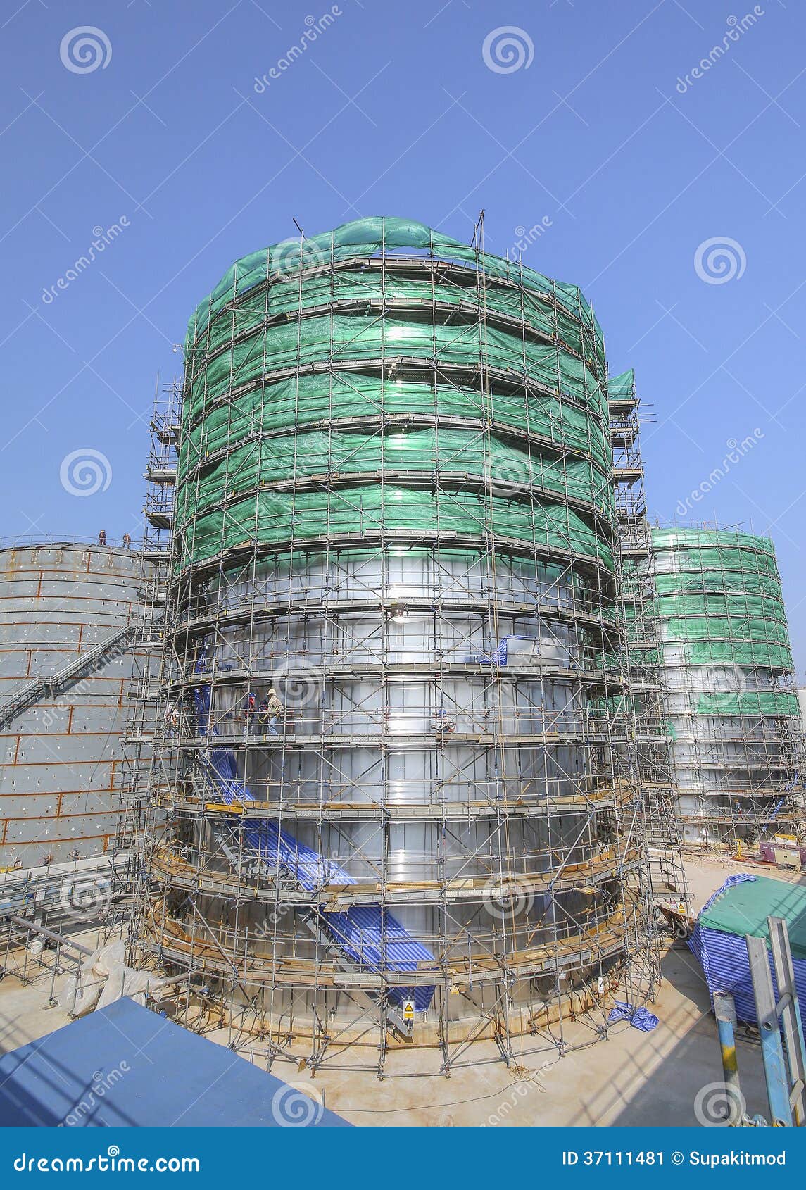 Tank Storage in Construction Yard Stock Image - Image of tanks ...