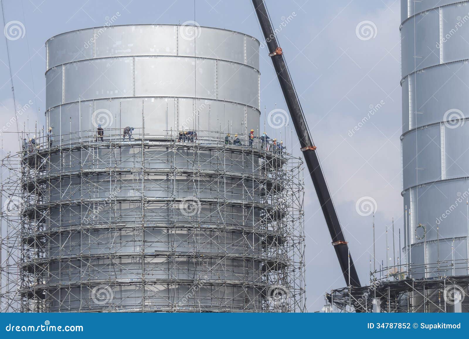 Tank Storage Foundation with Scaffolding Stock Photo - Image of ...
