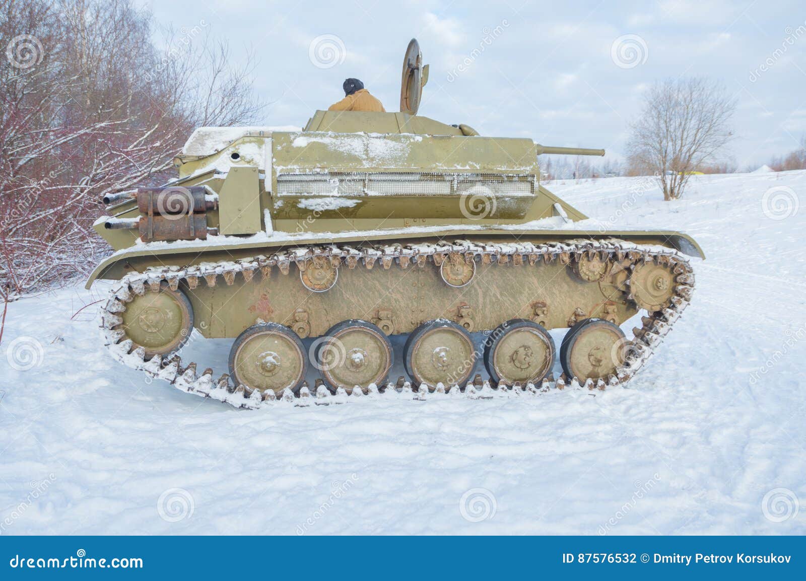 Tank T-70 with an Unfolded Cover of the Engine Compartment Stock Photo ...