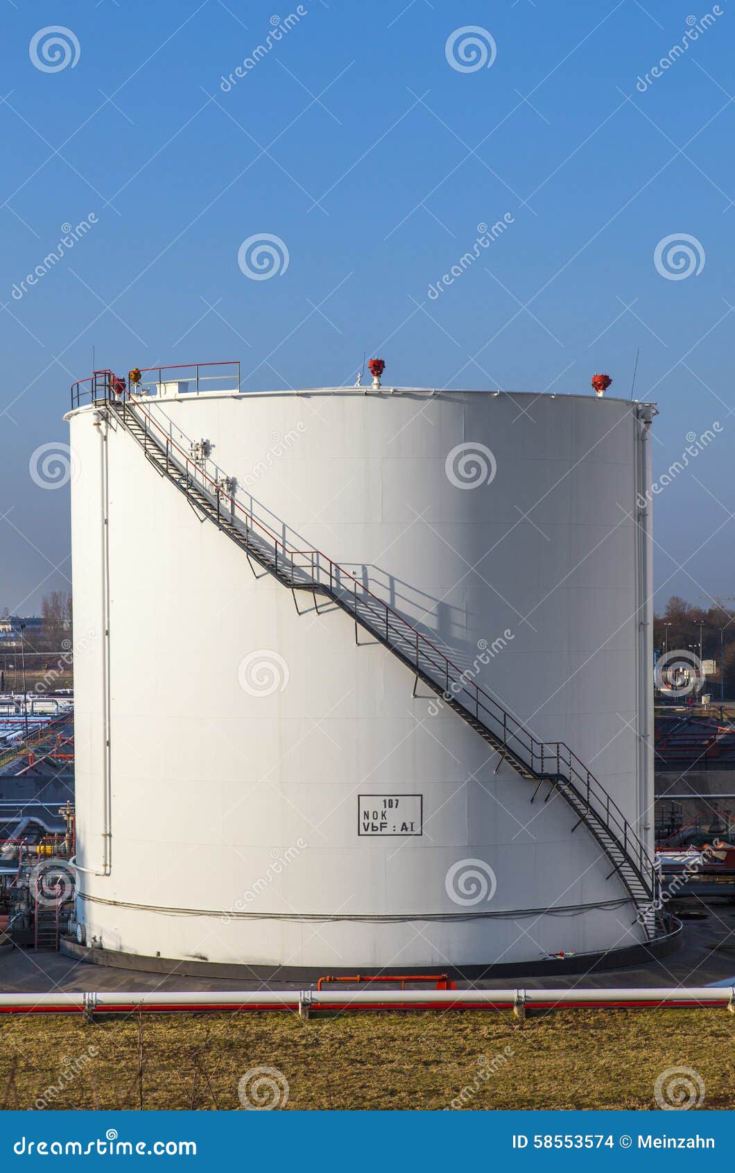 Tank in Tank Farm with Blue Sky Stock Photo - Image of liquid ...