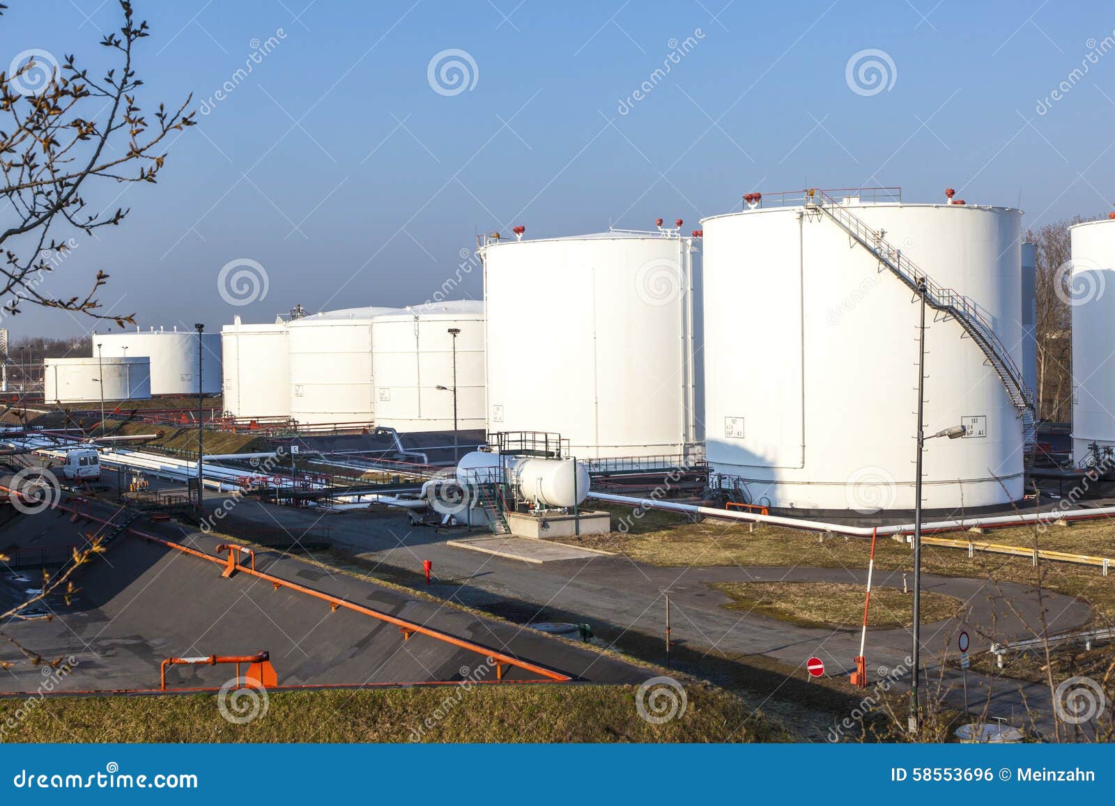 Tank in Tank Farm with Blue Sky Stock Photo - Image of factory ...