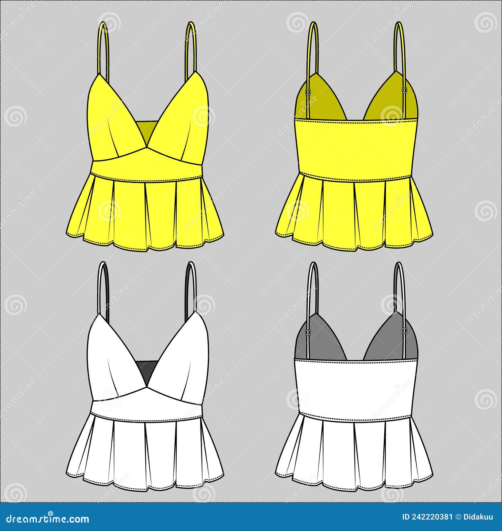 Tank Top Fashion Flat Sketch Template. Women Clothing Stock Vector ...