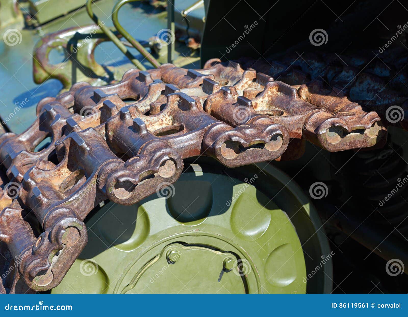 Tank Tracks Huge Green Panzer. Stock Image - Image of power, force ...