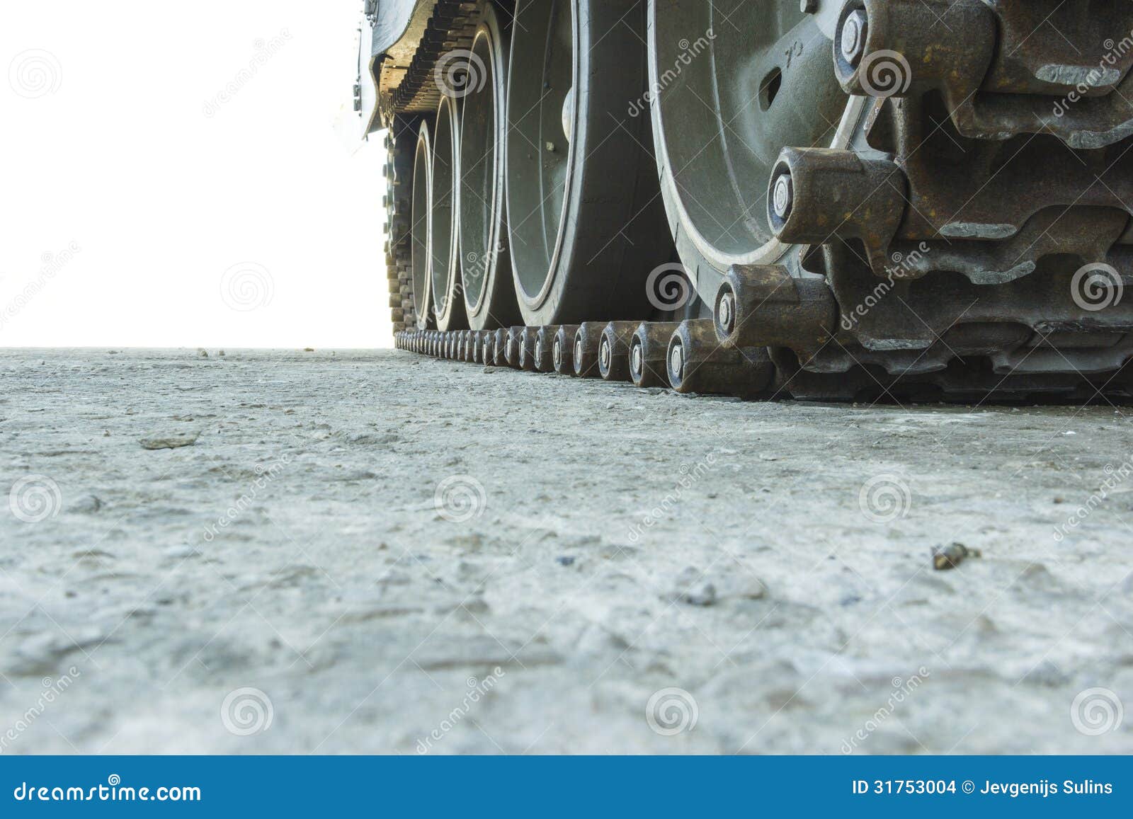 Tank Tracks And Steel Wheels Huge Green Panzer. Stock Photo ...