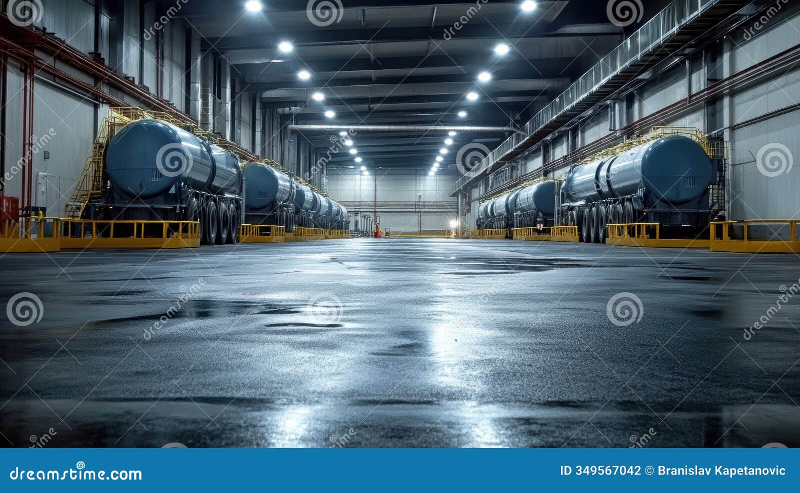 Tank Trucks Parked Inside a Large Industrial Building for Loading or ...