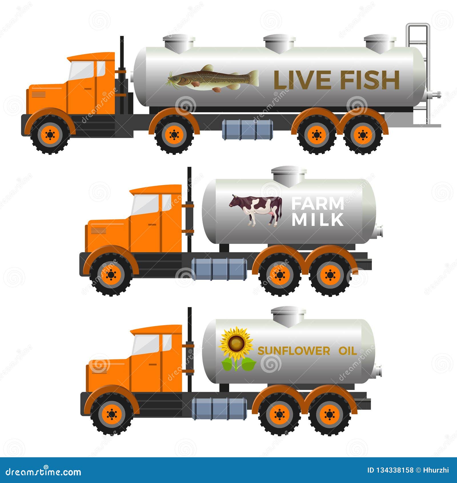 Tank trucks set stock vector. Illustration of delivery - 134338158