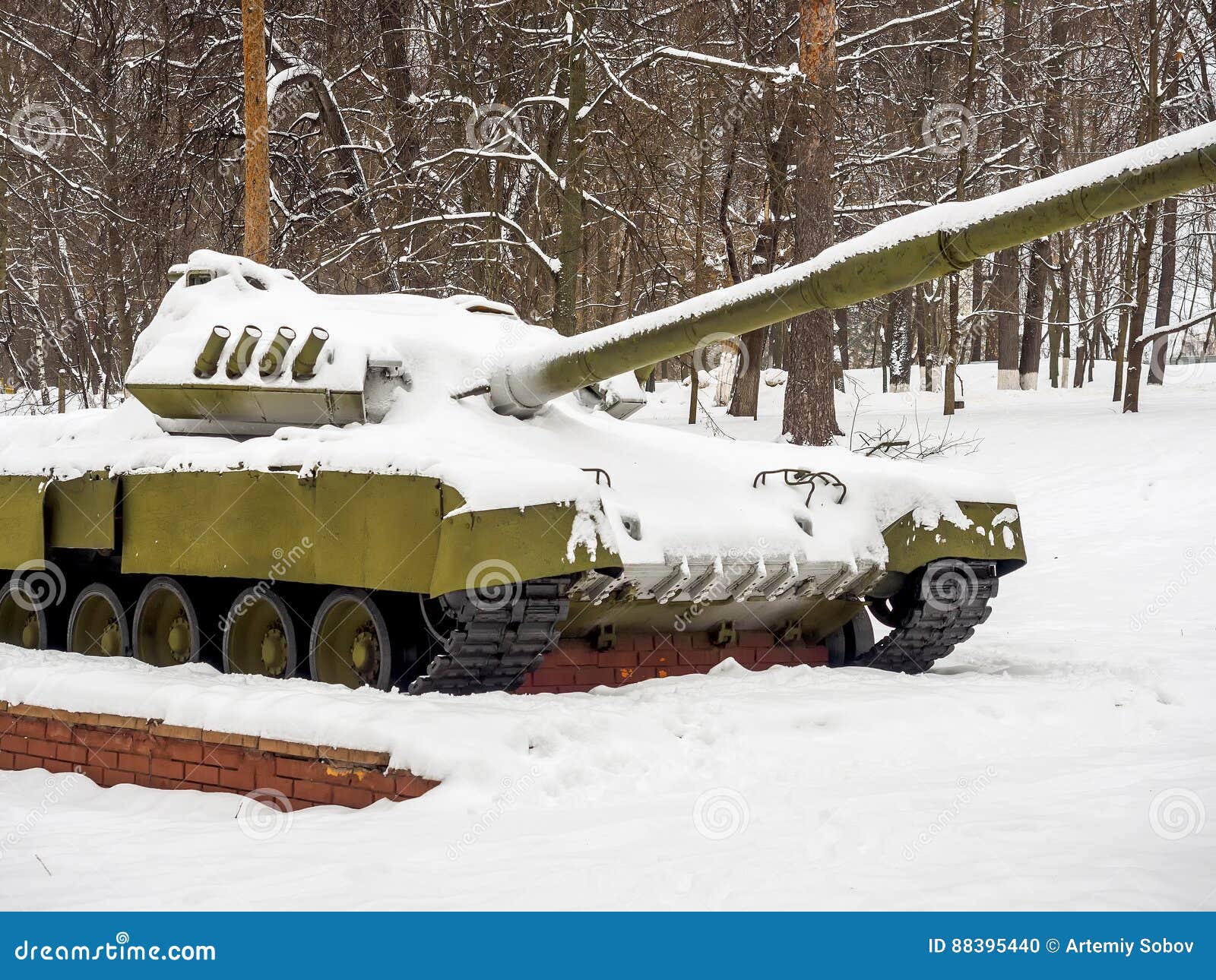 Tank Under the Snow in the Afternoon in the Park Stock Photo - Image of ...