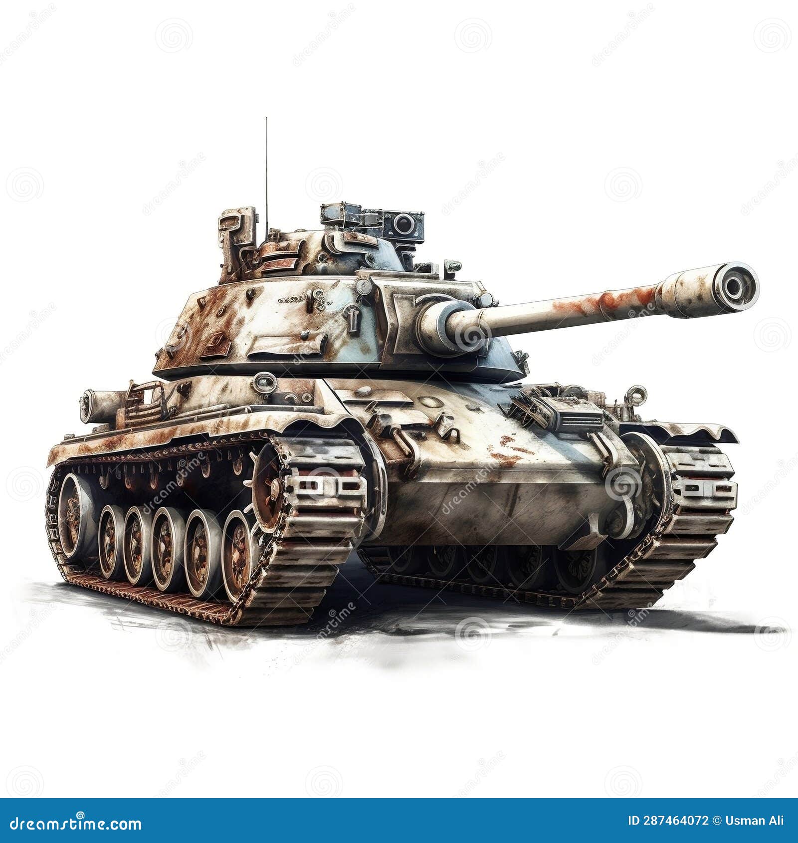 Tank on White Background. AI Stock Illustration - Illustration of ...