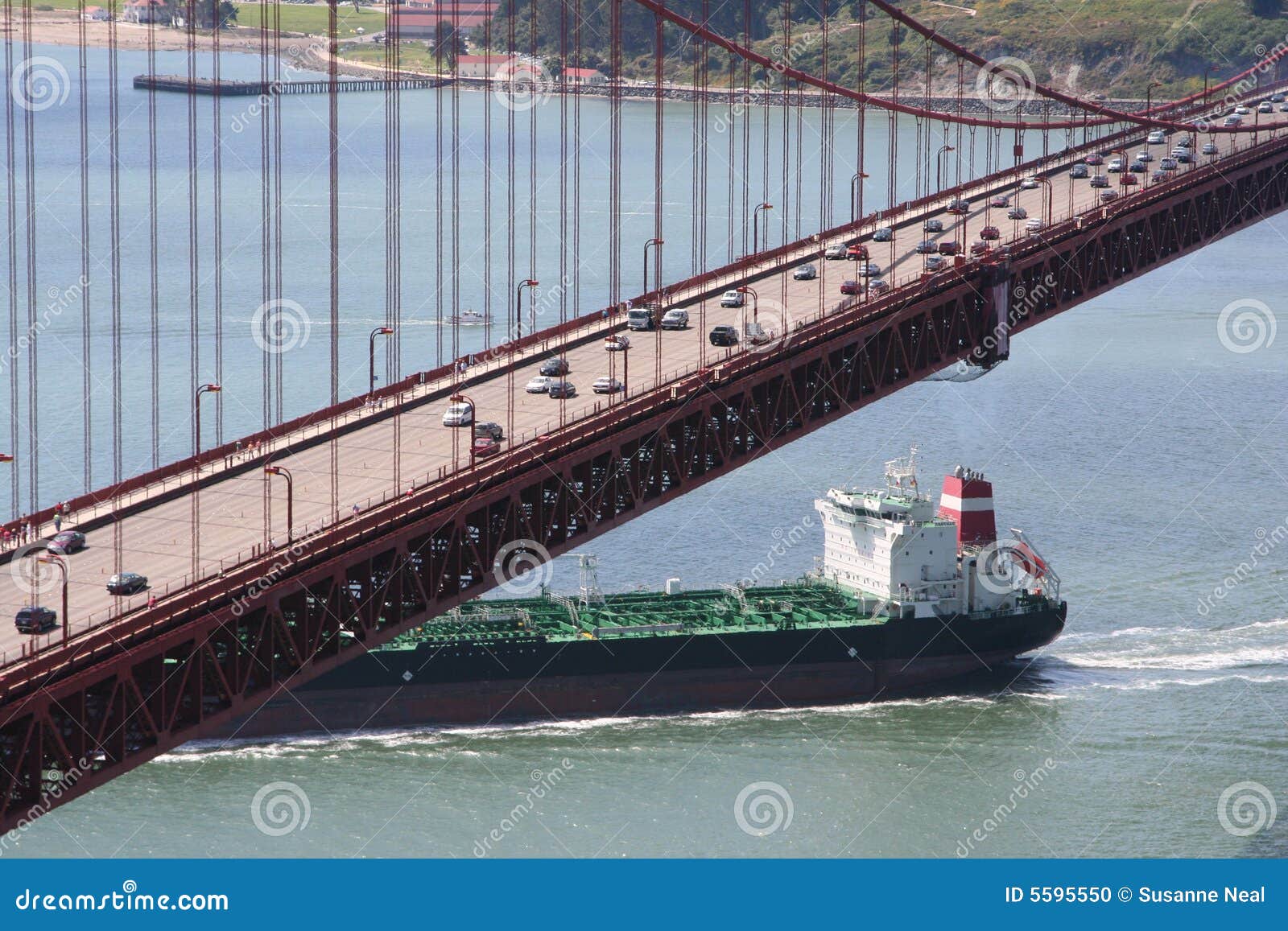 Tanker Below the Golden Gate Bridge Stock Photo - Image of wonder ...