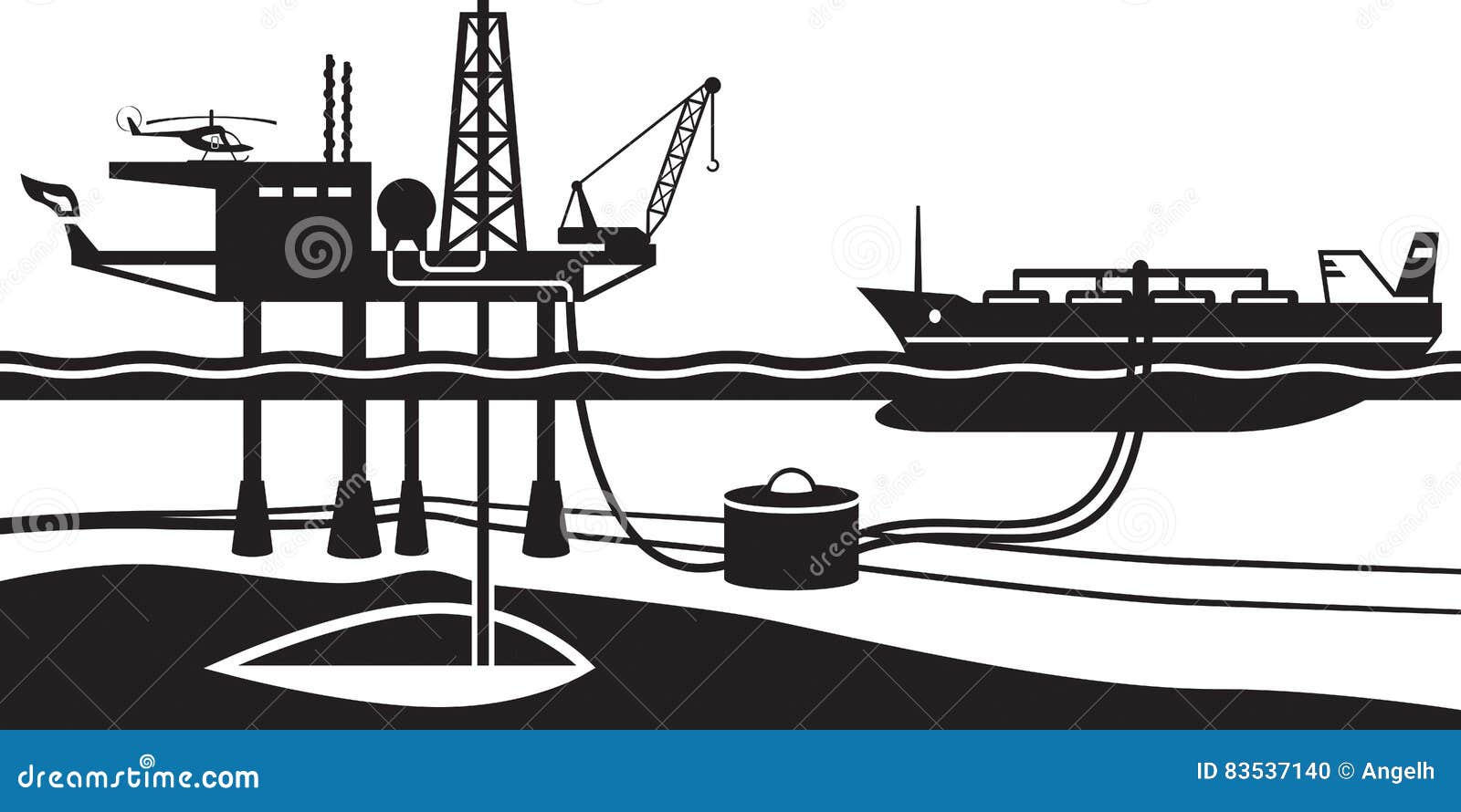 Offshore Oil Rig And Tanker Isometric Composition With Well Drilling ...
