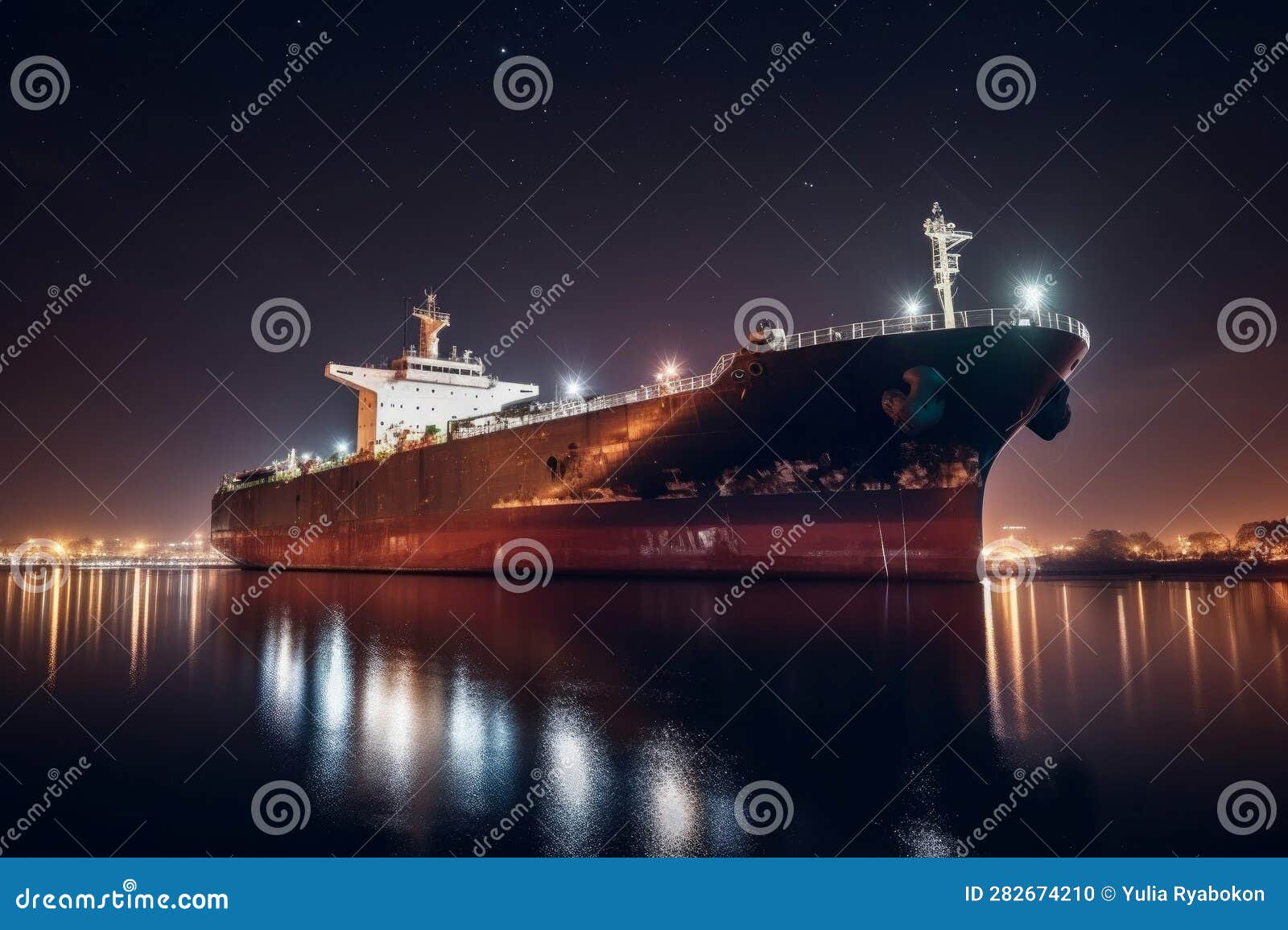 Tanker Night Lights. Generate Ai Stock Illustration - Illustration of ...