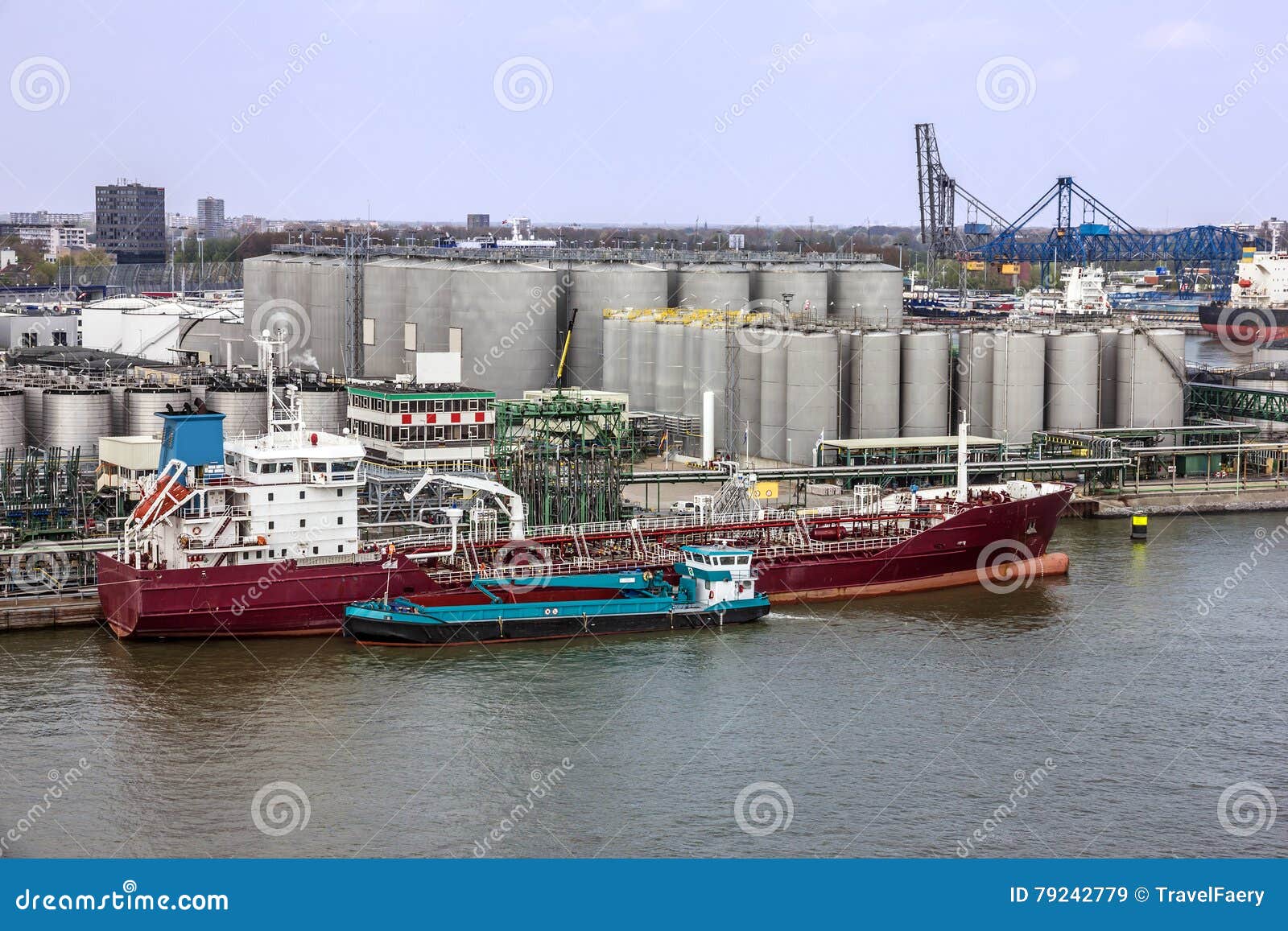 Oil Rig And Tanker In Port For Maintenance Work. Royalty-Free Stock ...