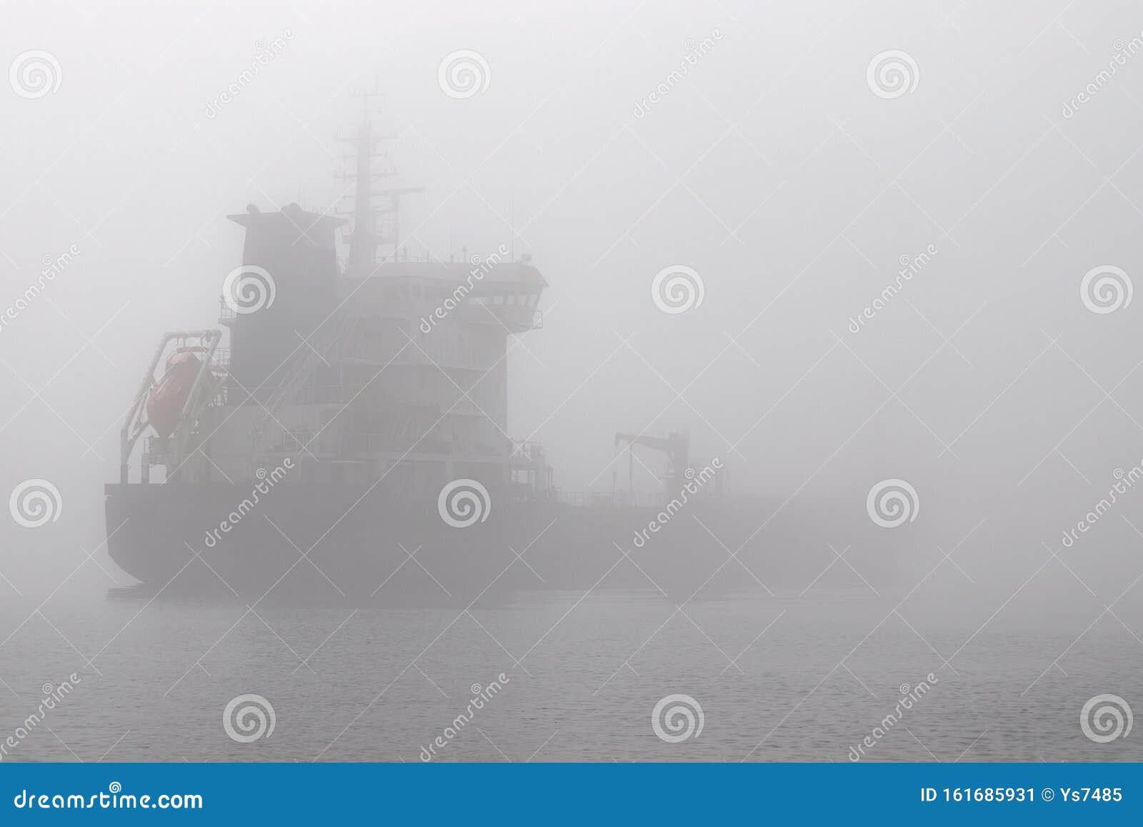Tanker Ship in the Dense Fog. Stock Image - Image of stern, foggy ...