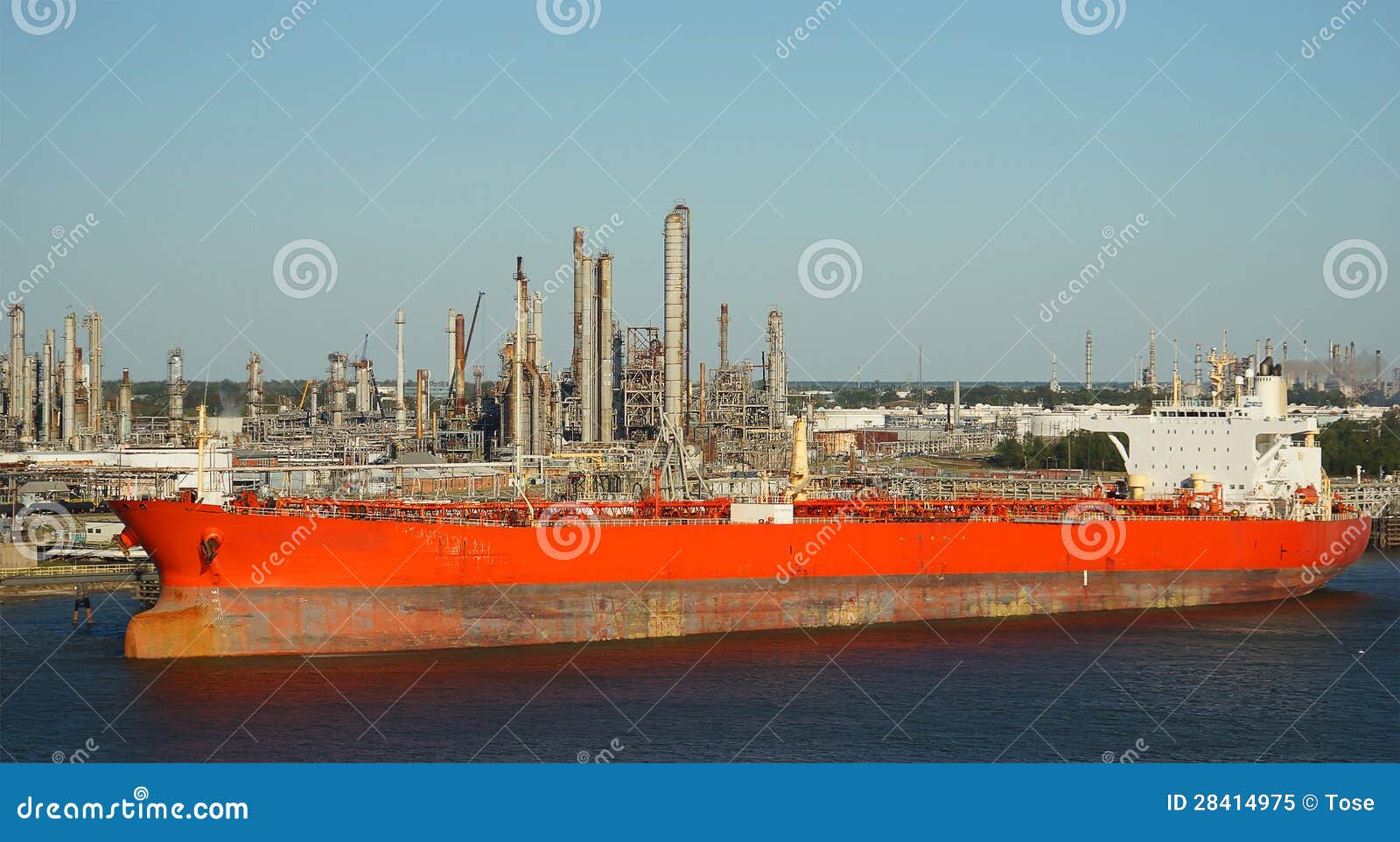 Tanker Ship in Front of an Oil Refinery Stock Image - Image of vessel ...