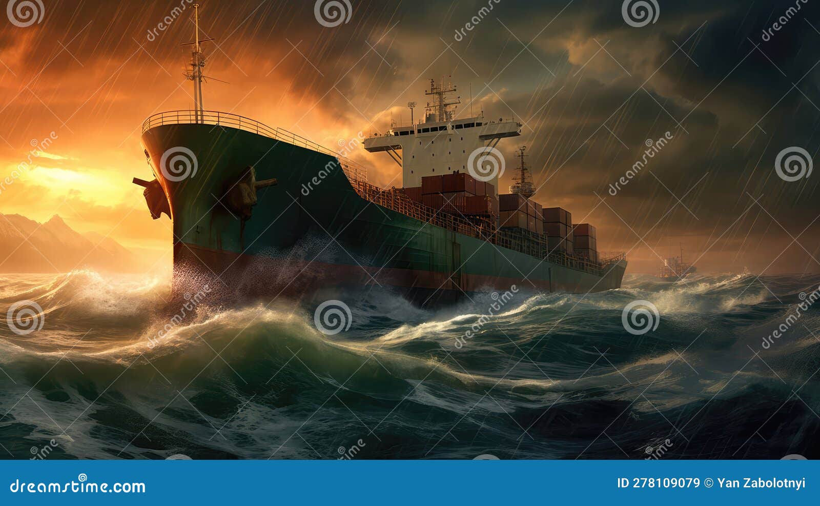 Tanker in a Storm Ocean. Generative AI Stock Image - Image of sinking ...