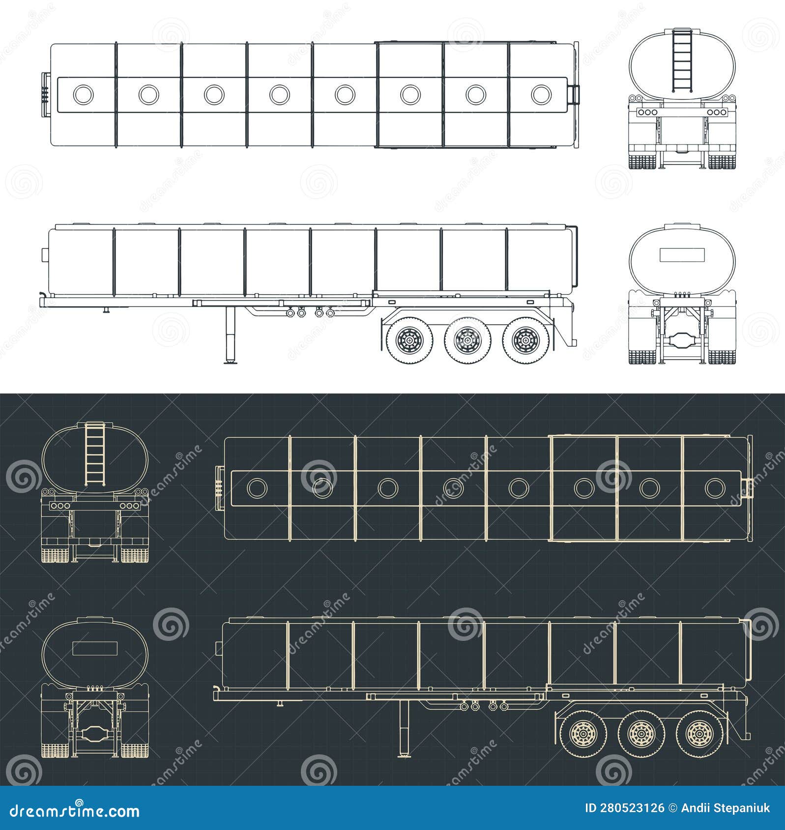 Tanker trailer blueprints stock vector. Illustration of liquid - 280523126